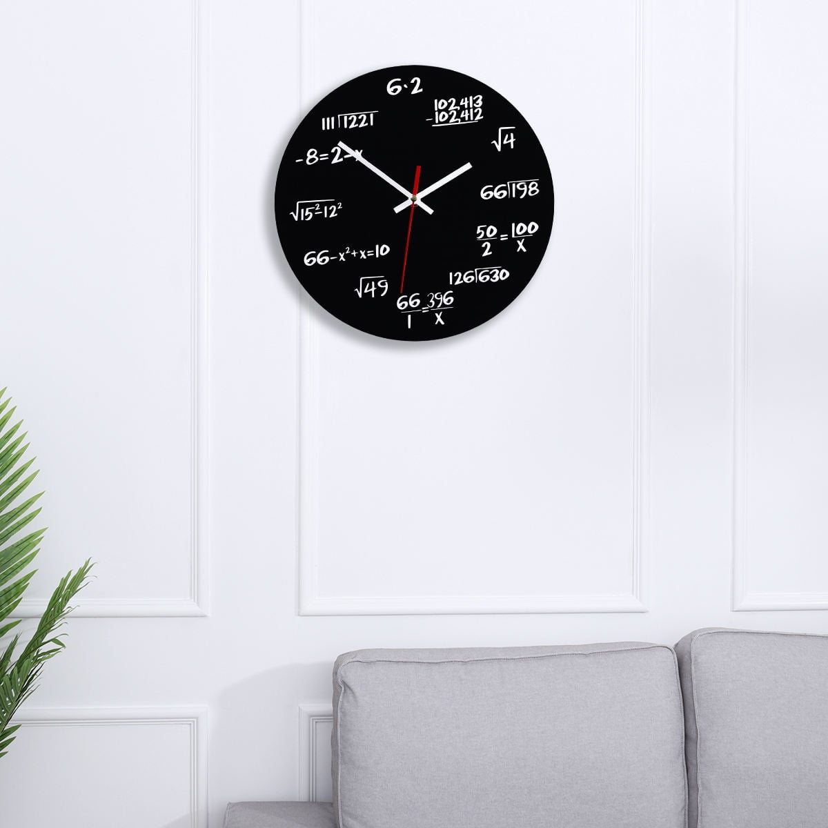 MLINS Creative Black Wooden Wall Clock with Unique Equation Design for ...