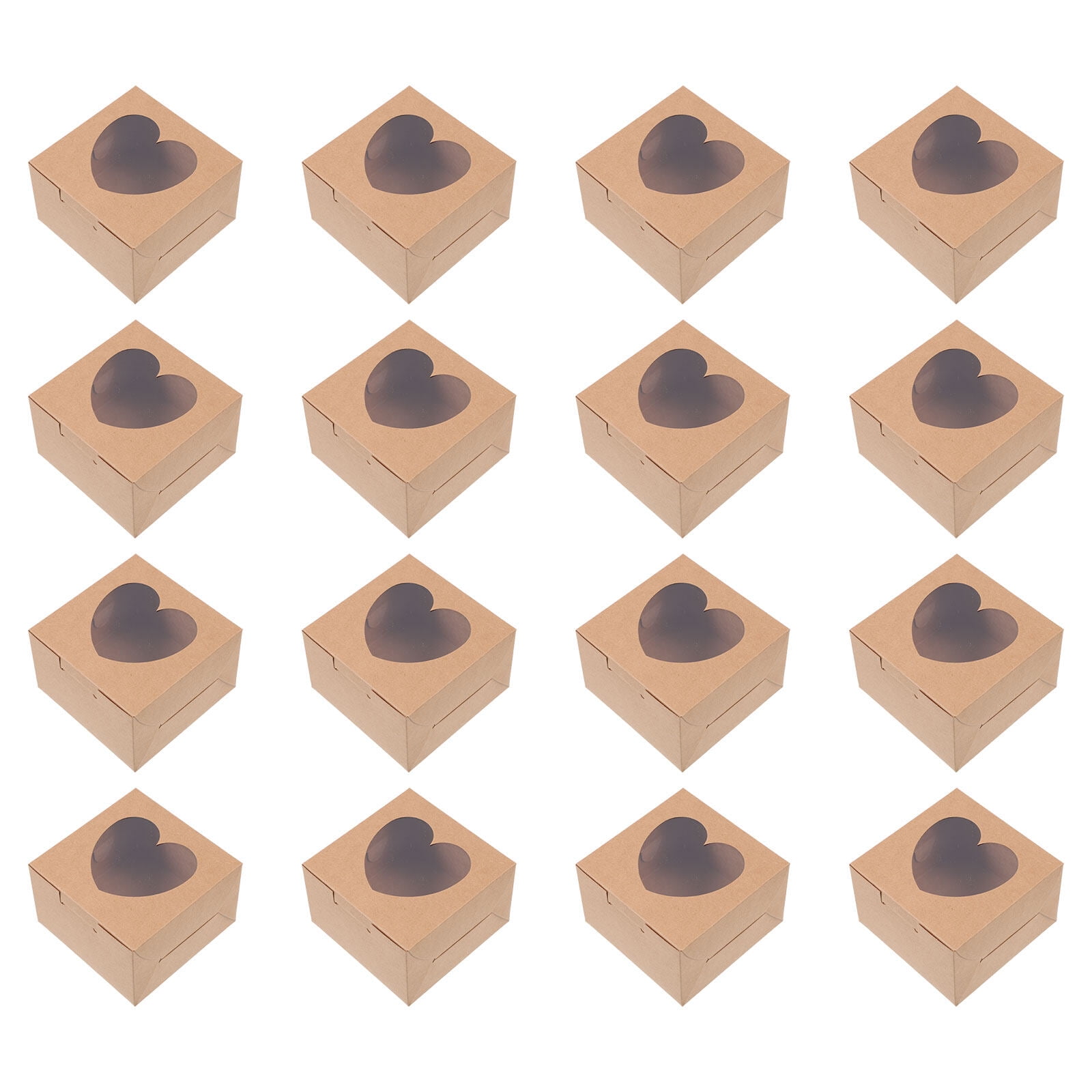 MLINS Creative Light Brown Gift Boxes with Heartshaped Windows for ...