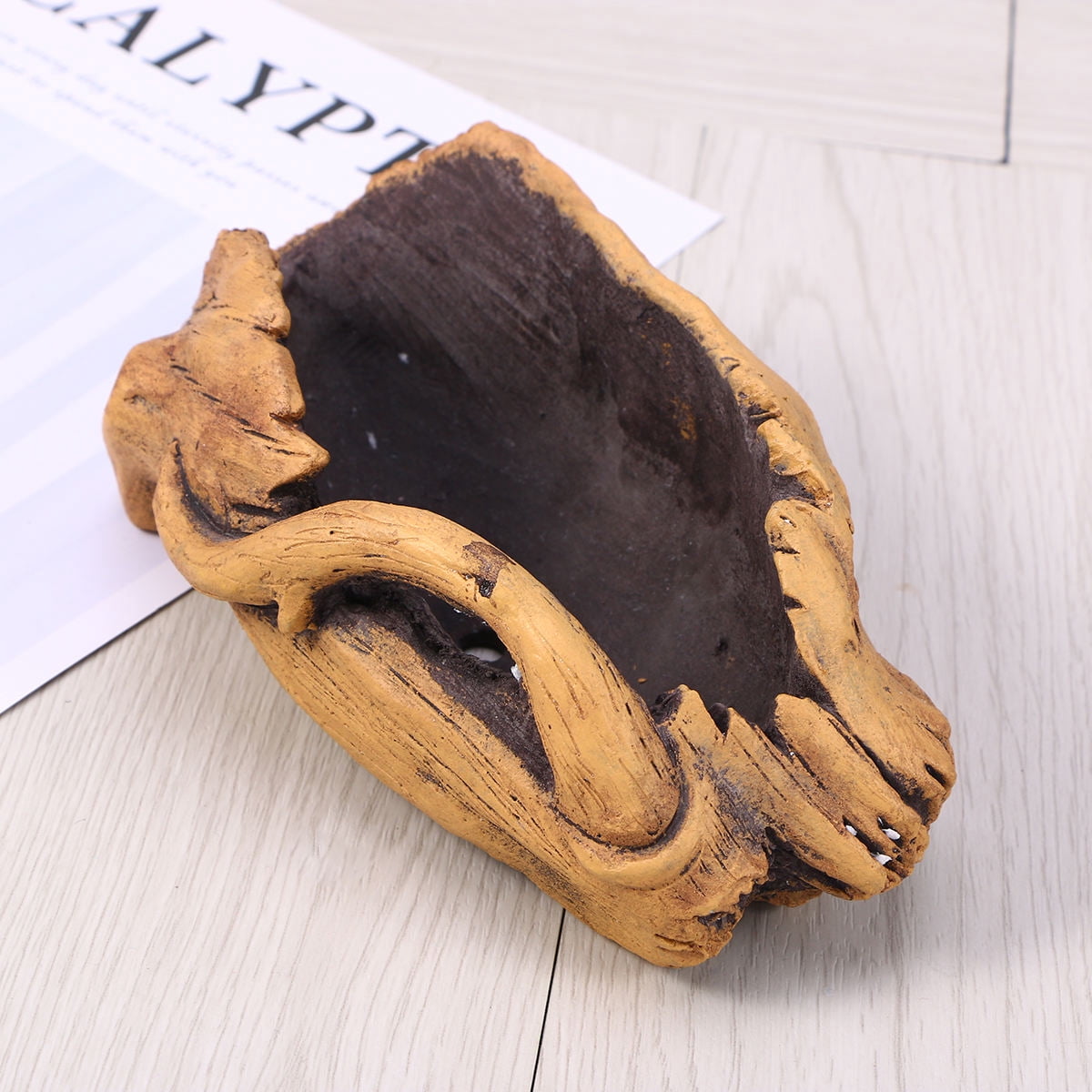 MLINS Creative Vintage Imitation Wood Pile Tree Wood Flower Pot Fleshy ...