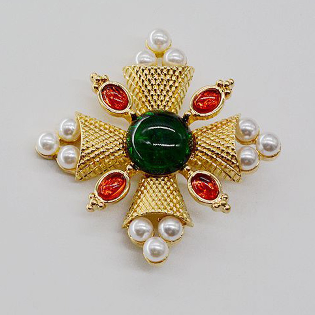 MLINS Cross Shaped Brooch with Imitation Pearl for Women Elegant ...