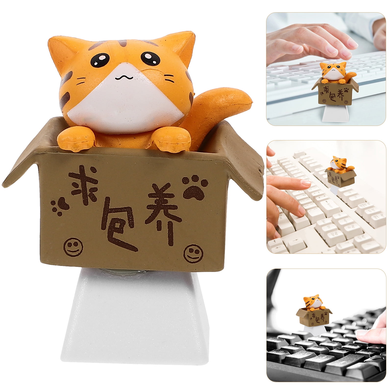 MLINS Cute Cat in Cardboard Box R4 Profile Key Caps for Mechanical ...