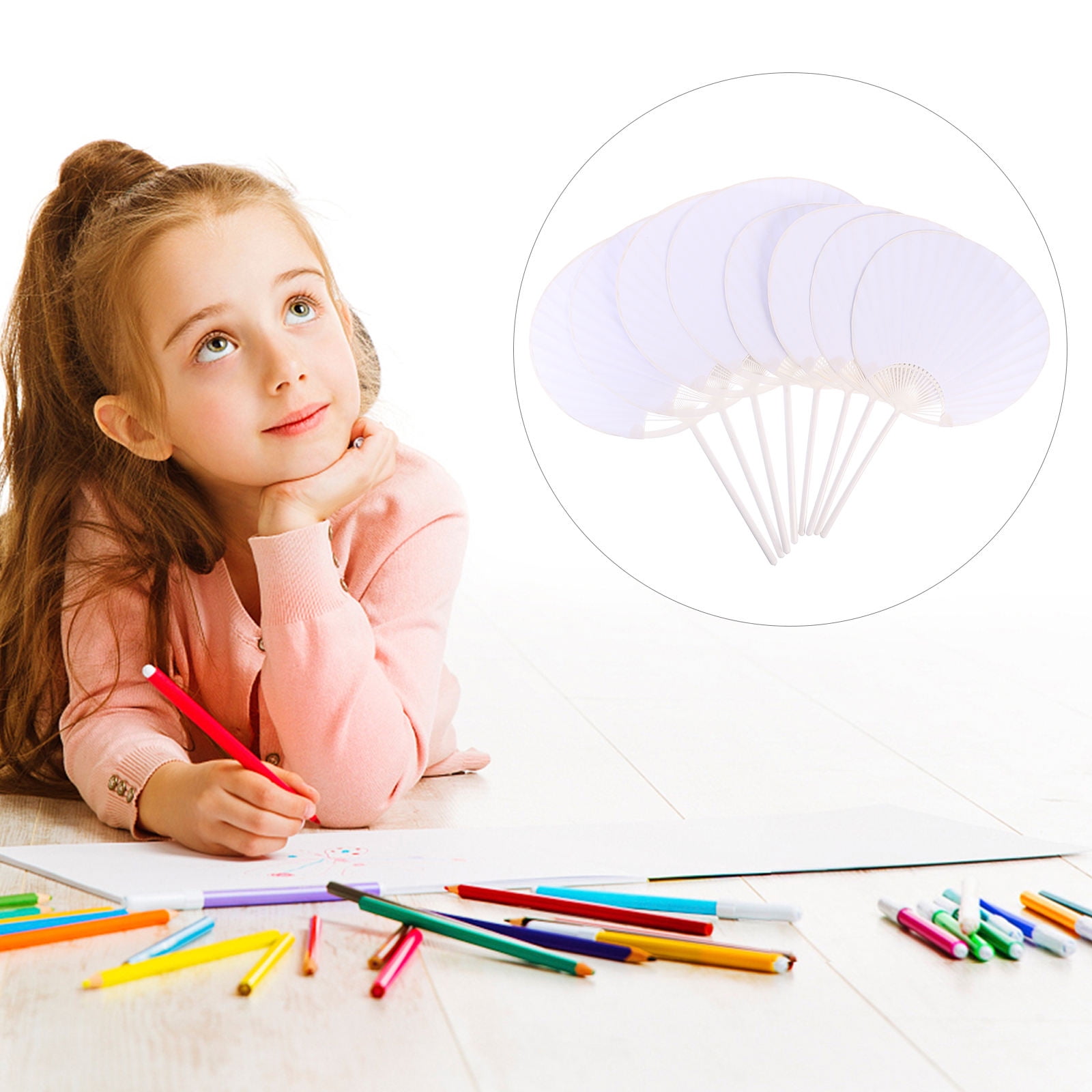 MLINS DIY Painting Hand Fan for Kids Graffiti Toy Made of Plastic and ...