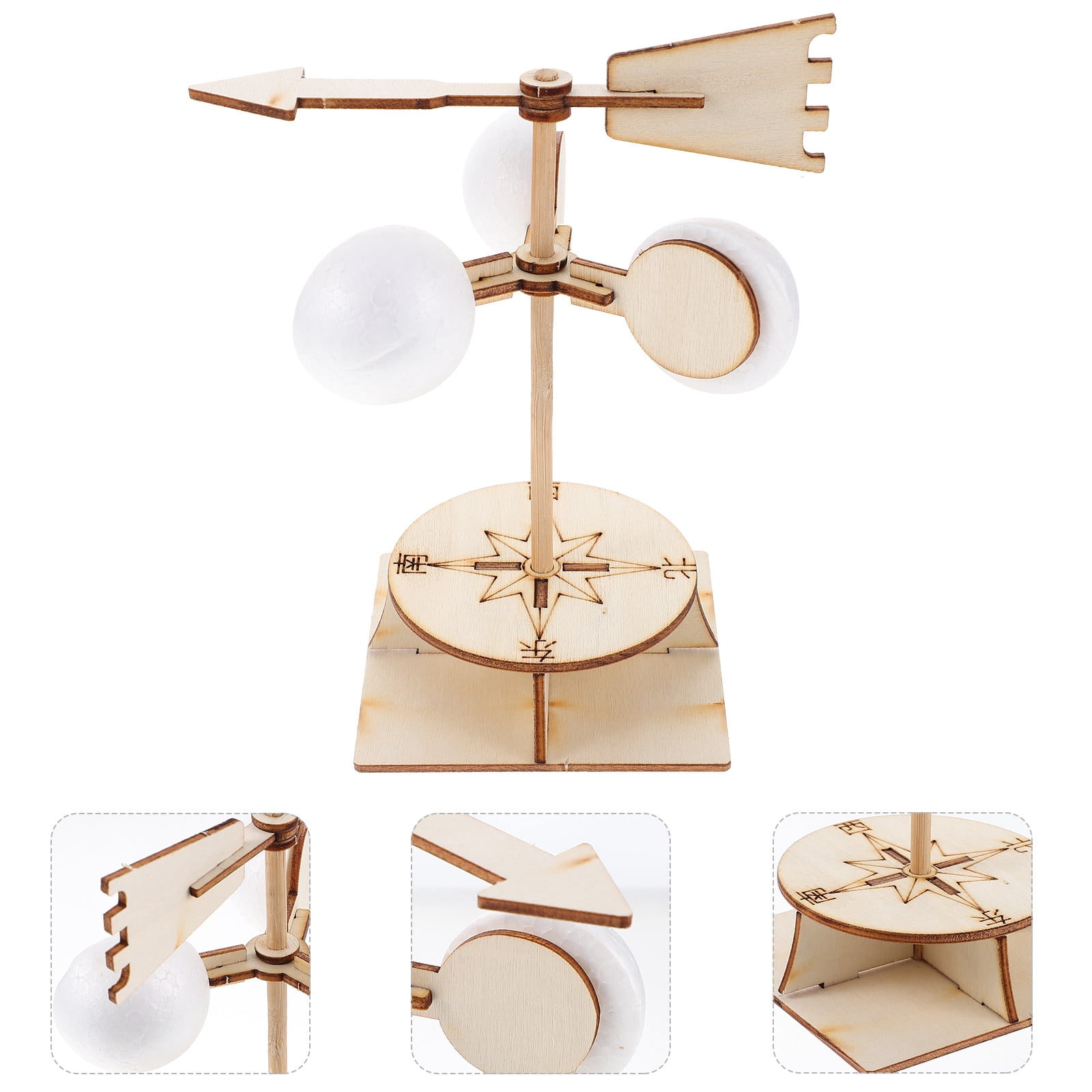 MLINS DIY Wind Vane Assemble Plaything Kit for Kids Playing Beige Wood ...
