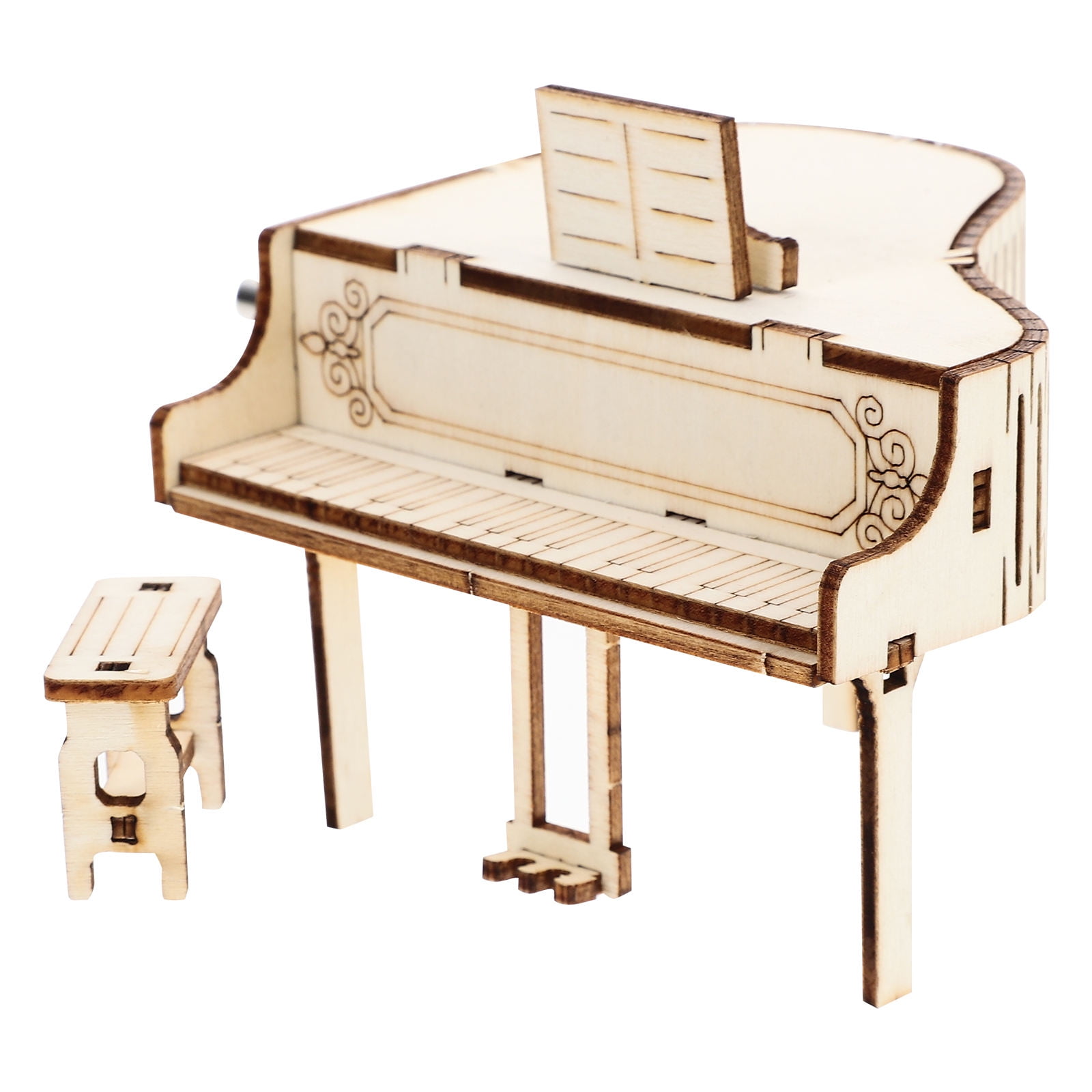 GAXIRE DIY Assembling Piano Musical Box Beige 1 Piece 3.9x3.5x2.4in ...
