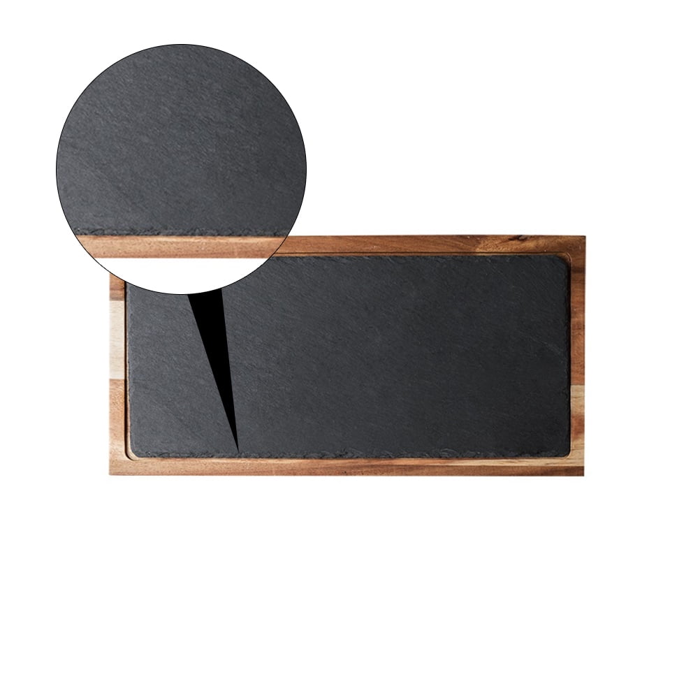 MLINS Decor Wooden Tray Dishes Arrangement Log Tray 38X19.5CM Black ...