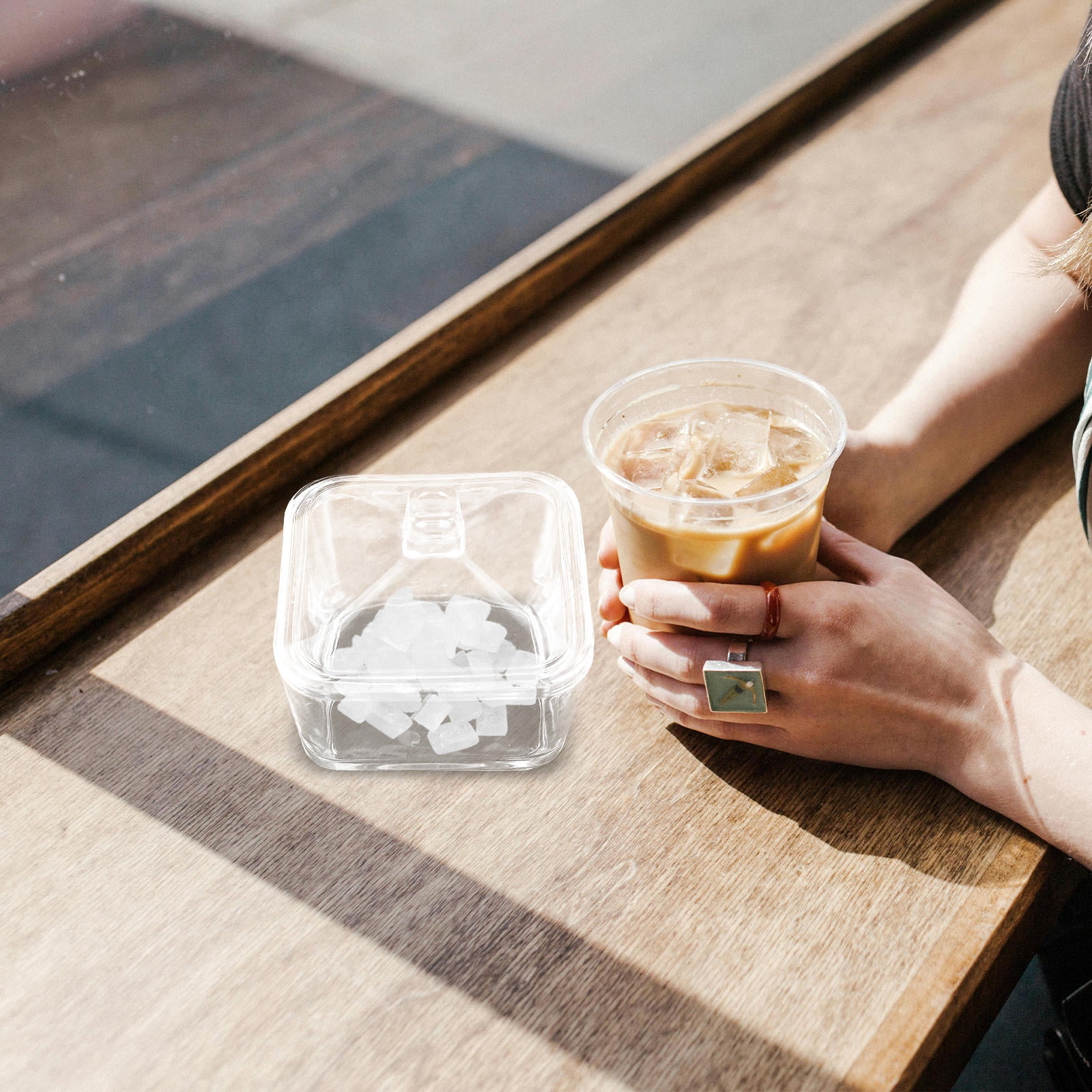 MLINS Decorative Glass Sugar Canister With Lid For Coffee Corners ...