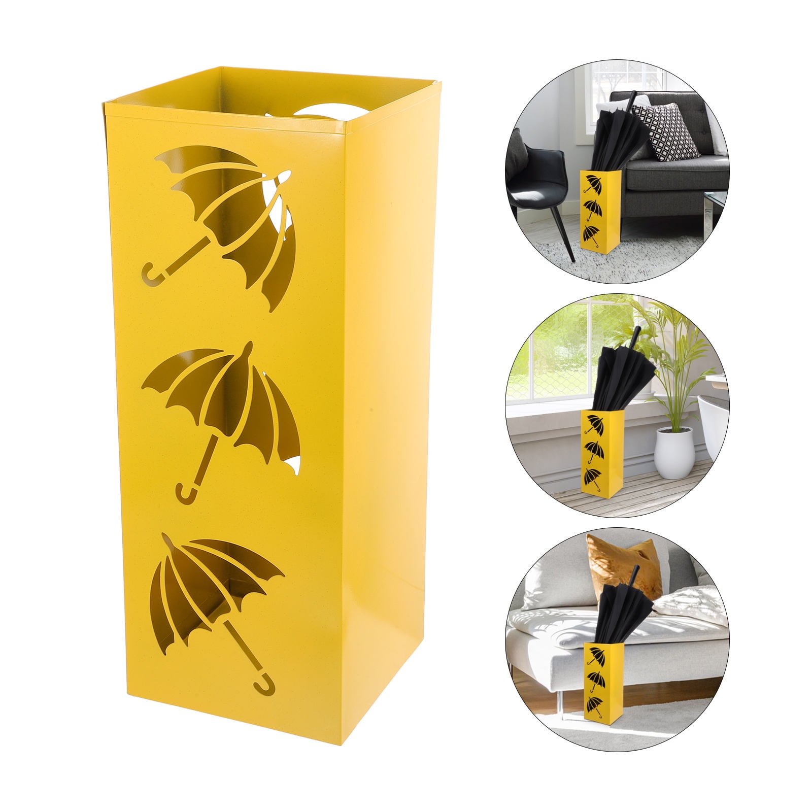 MLINS Decorative Iron Art Umbrella Stand Square Hollow Umbrella Storage ...