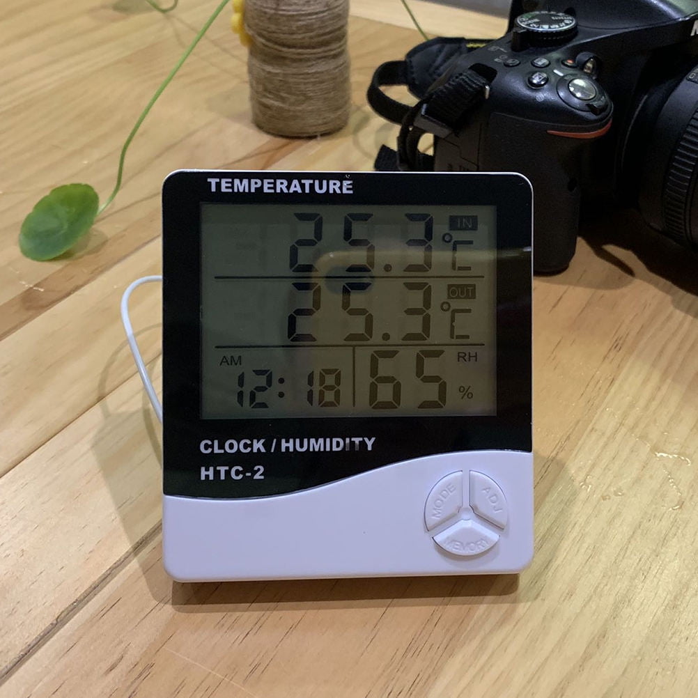 MLINS Desktop Clock Temperature and Humidity Meter Digital Gauge ...