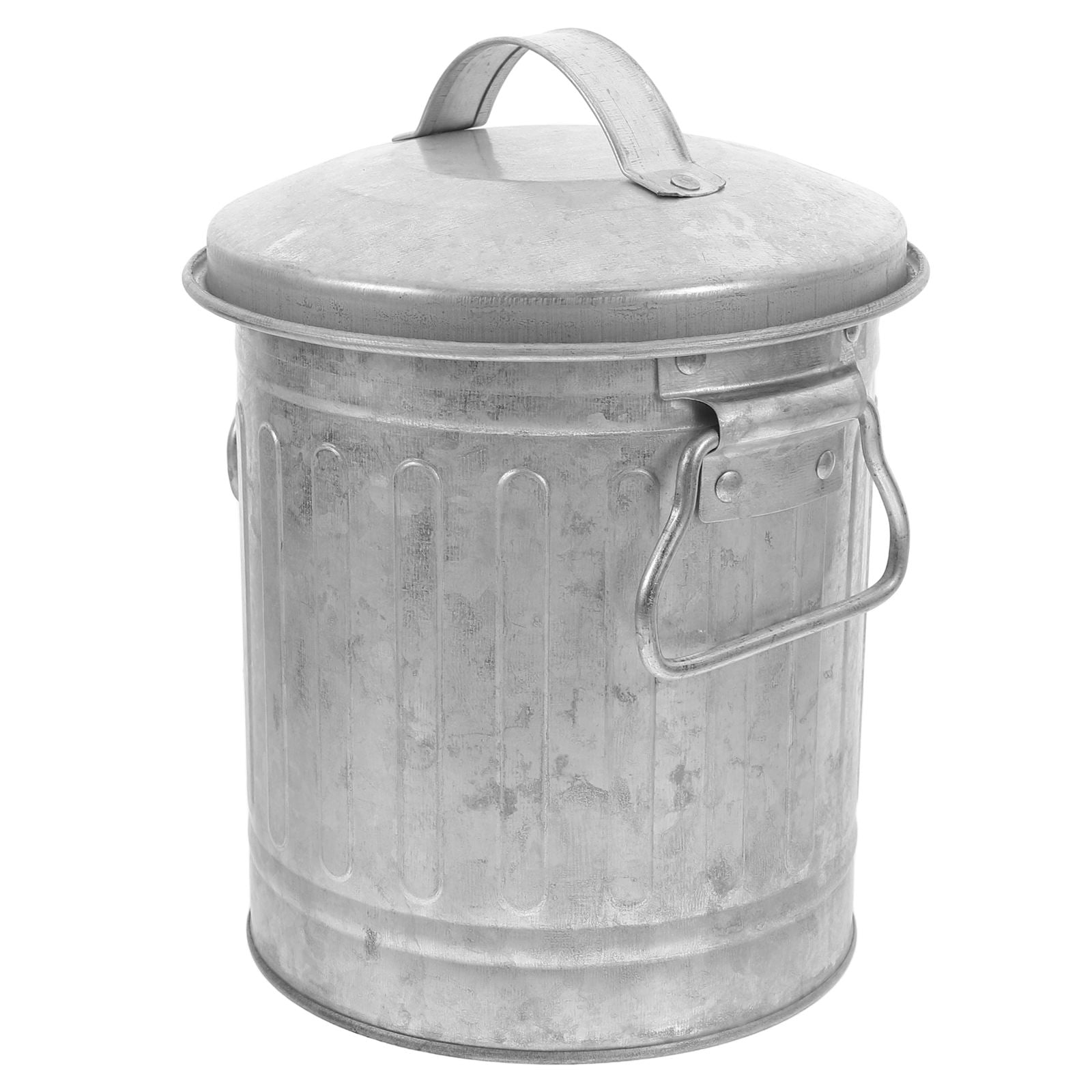 MLINS Desktop Stationery Bucket Galvanized Container with Lid Garbage ...