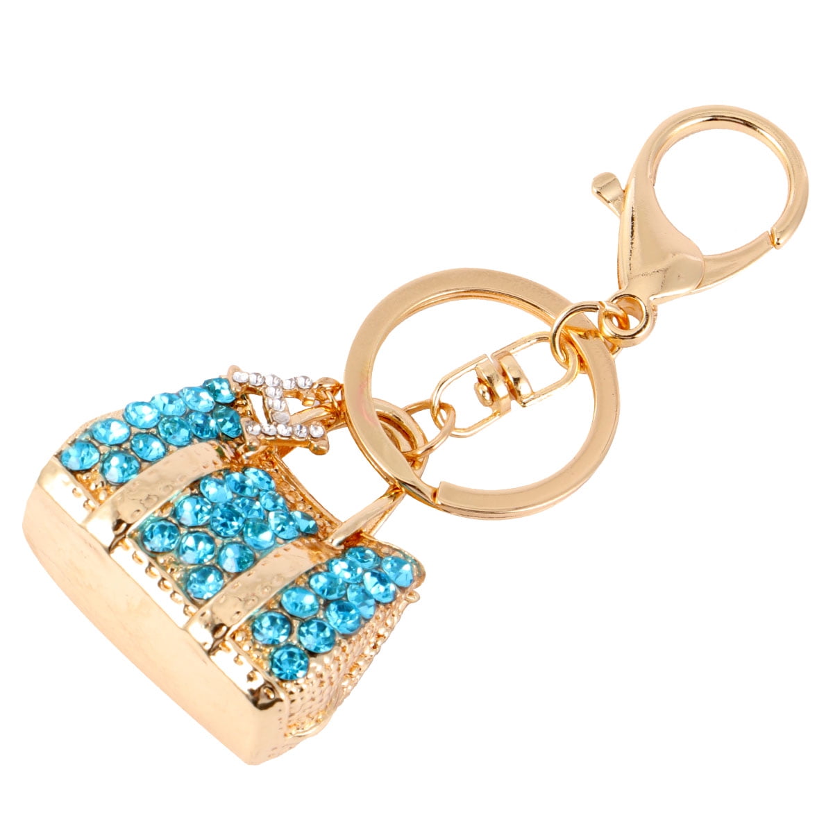 MLINS Diamond Inlaid Keychain Titanium Holder Black Ring Man Miss Blue ...