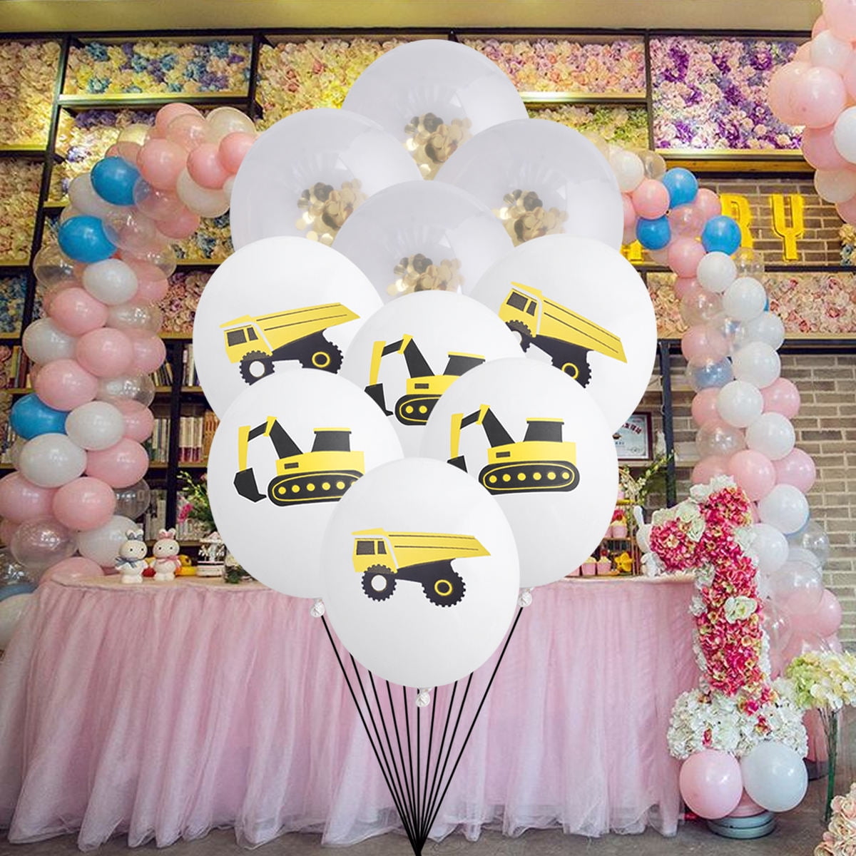 MLINS Digger Balloons Set with Golden Sequins for Party Decoration Made ...
