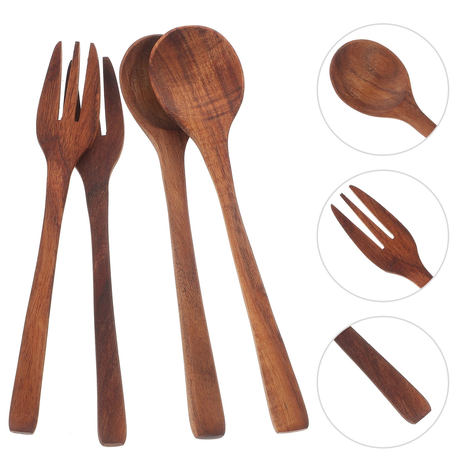 MLINS Dining Utensils Wooden Fork Spoon Rigorous Manufacturing Process ...