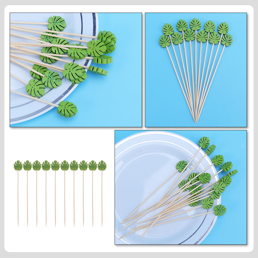 MLINS Disposable Food Picks with Leaf Design for Cocktail Fruit ...