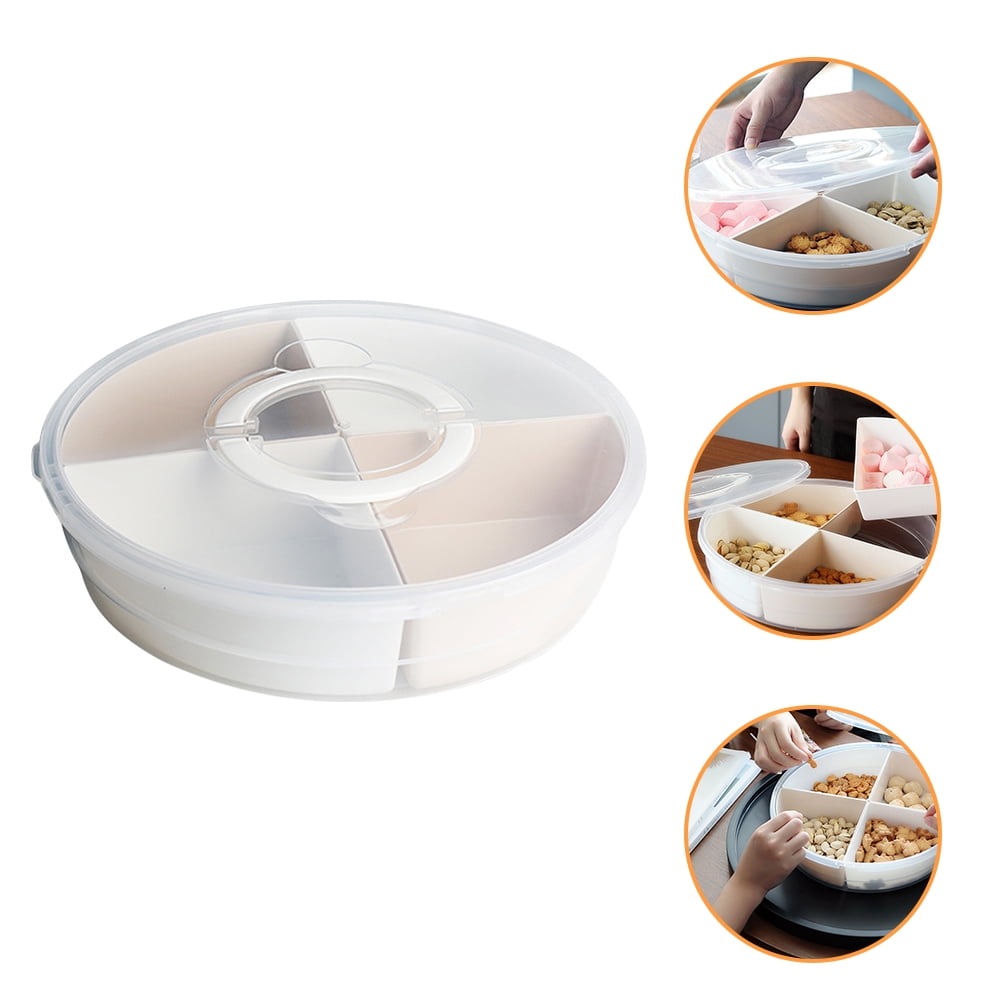 MLINS Divided Plastic Box Fruit Platter Serving Tray Snacks Nuts ...