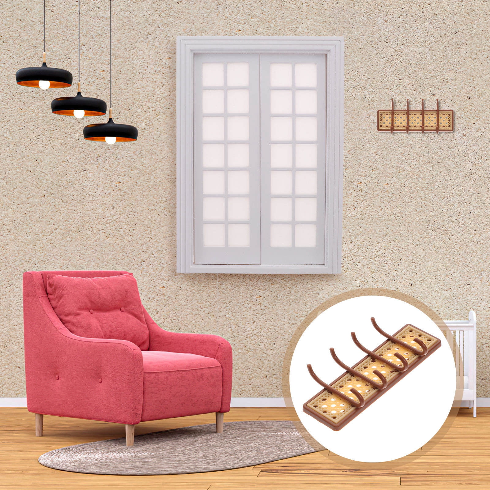 MLINS Doll House Wall Hanging Key Hook Model Mini House Clothes Hanger ...