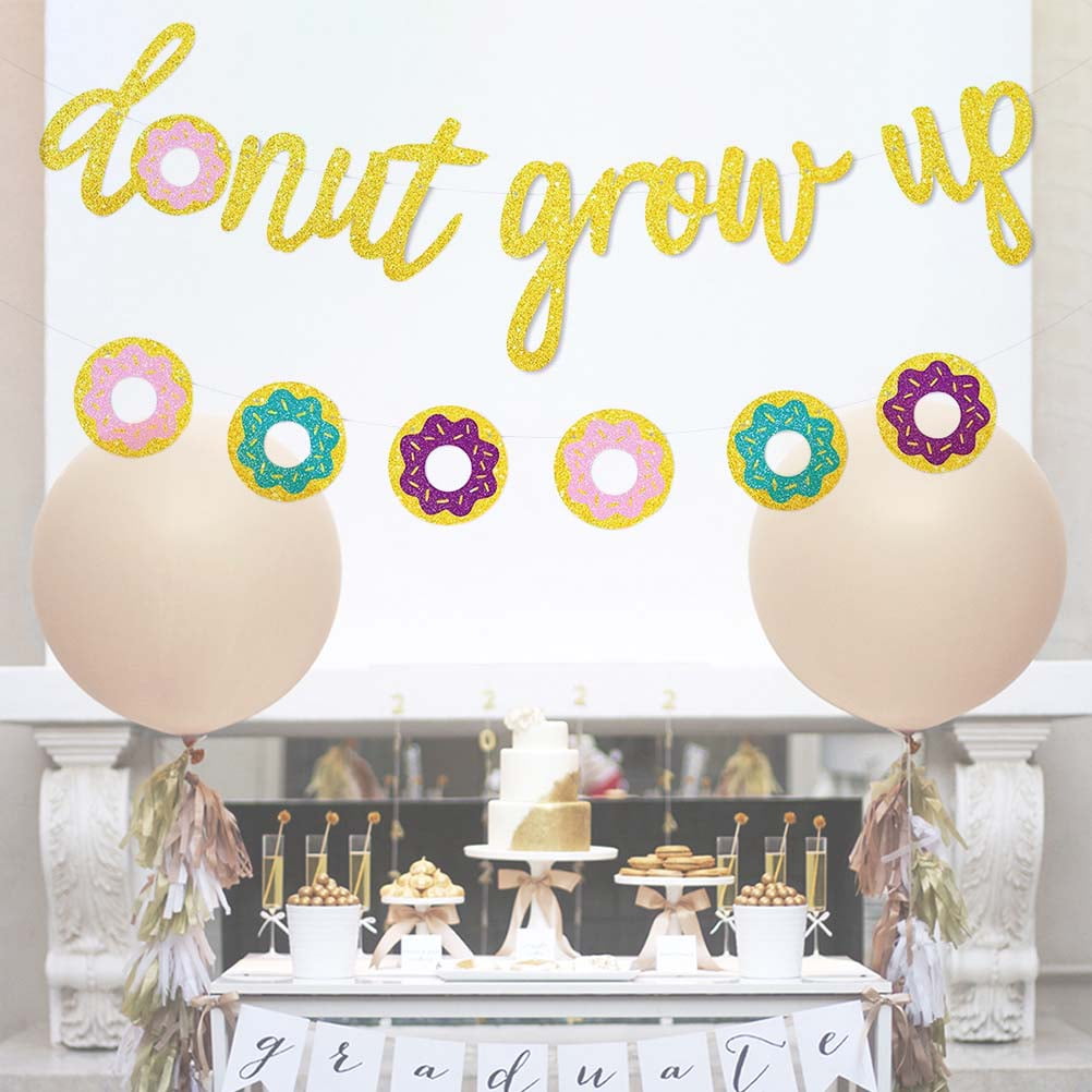 MLINS Donut Grow Up Banner Made of High Quality Paper for Birthday ...