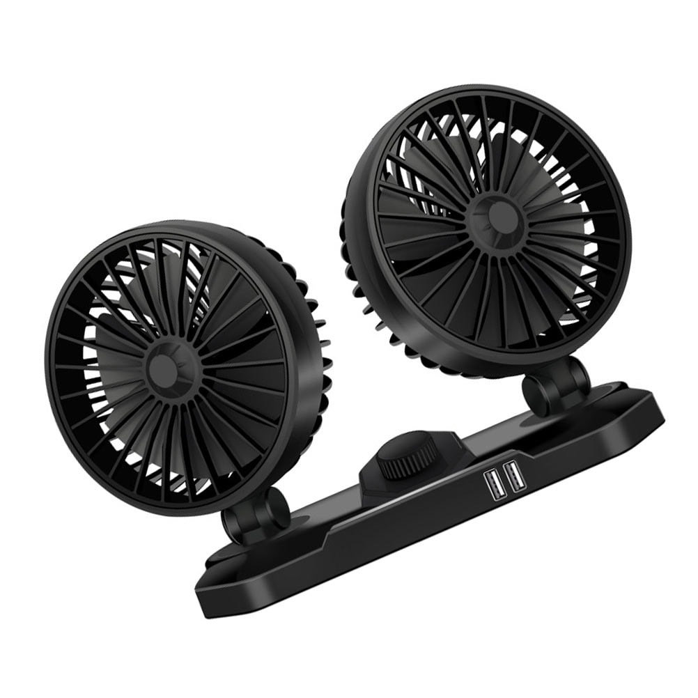 MLINS Dual Head Car Cooling Oscillating Dashboard Air Fan Double Head ...