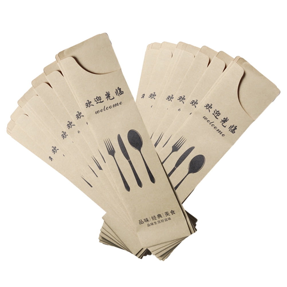 MLINS Durable Kraft Paper Cutlery Bags for Storage Assorted Color ...