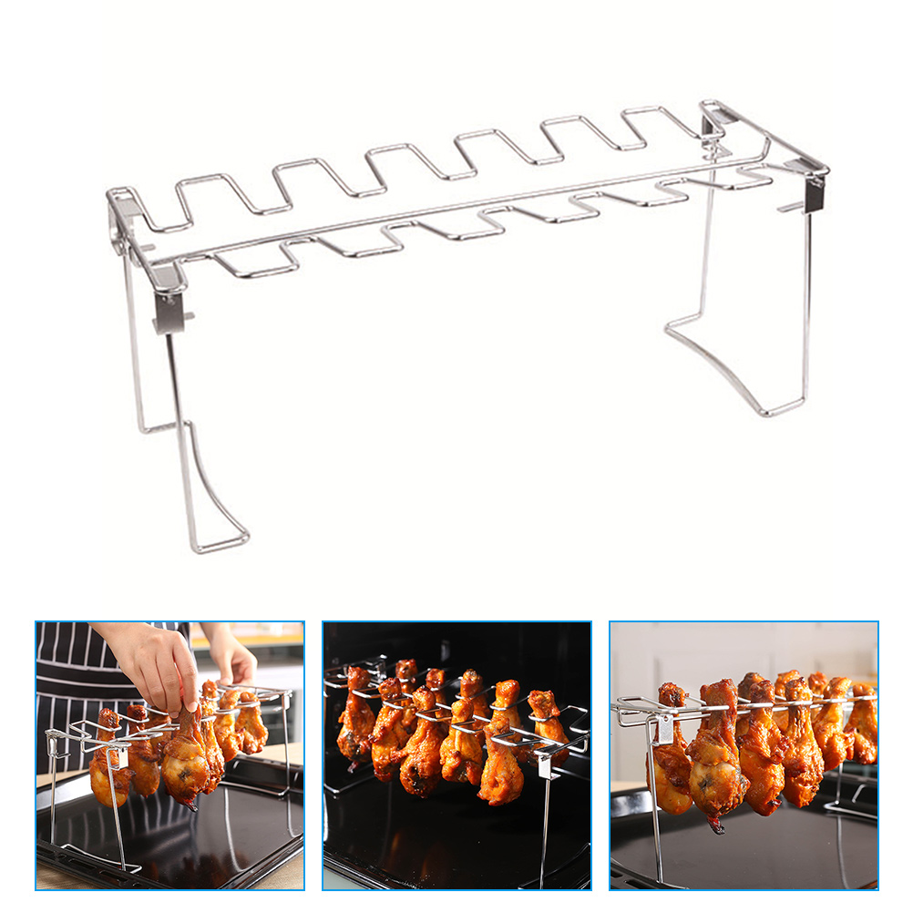 MLINS Durable Stainless Steel Chicken Leg Rack for Grilling with High ...