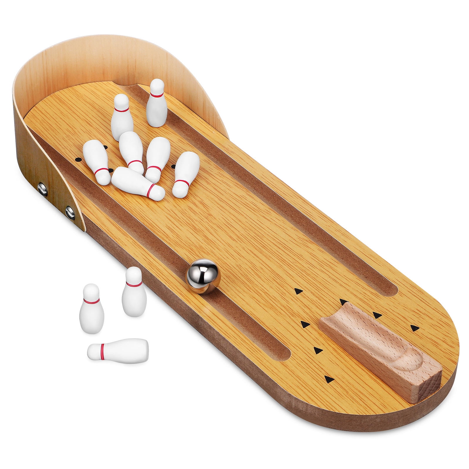 MLINS Durable Wooden Mini Bowling Game Set for Kids Compact Portable ...