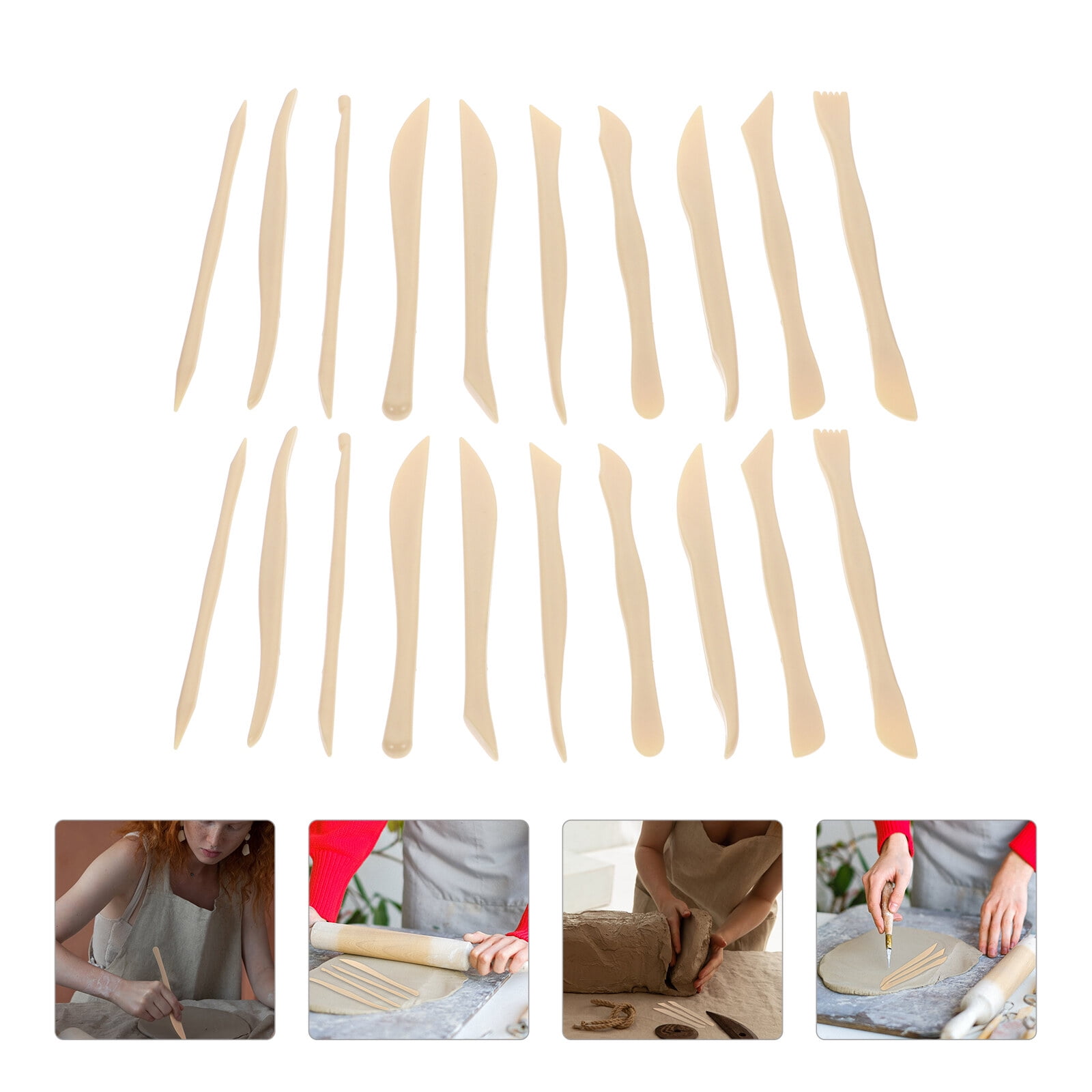 MLINS Durable Yellow Plastic Clay Carving Tool Set for DIY Pottery ...