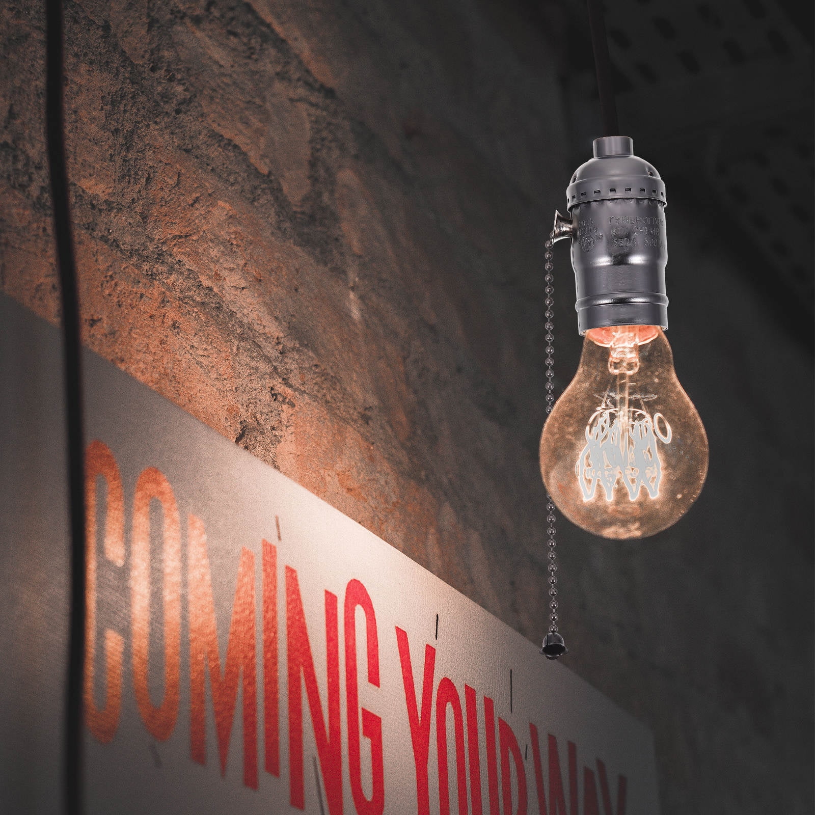 FONWILYO E27 Lamp Holder with Pull Chain Home Decor 1Set 1.41x1.18x2 ...