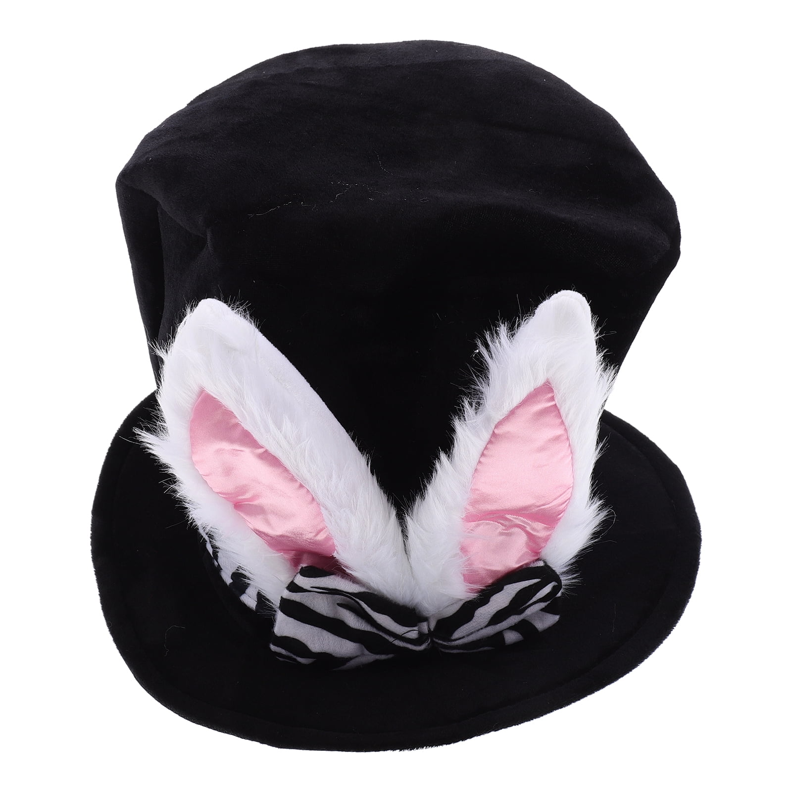 MLINS Easter Bunny Ear Top Hat Plush Rabbit Eat Easter Party Headwear ...