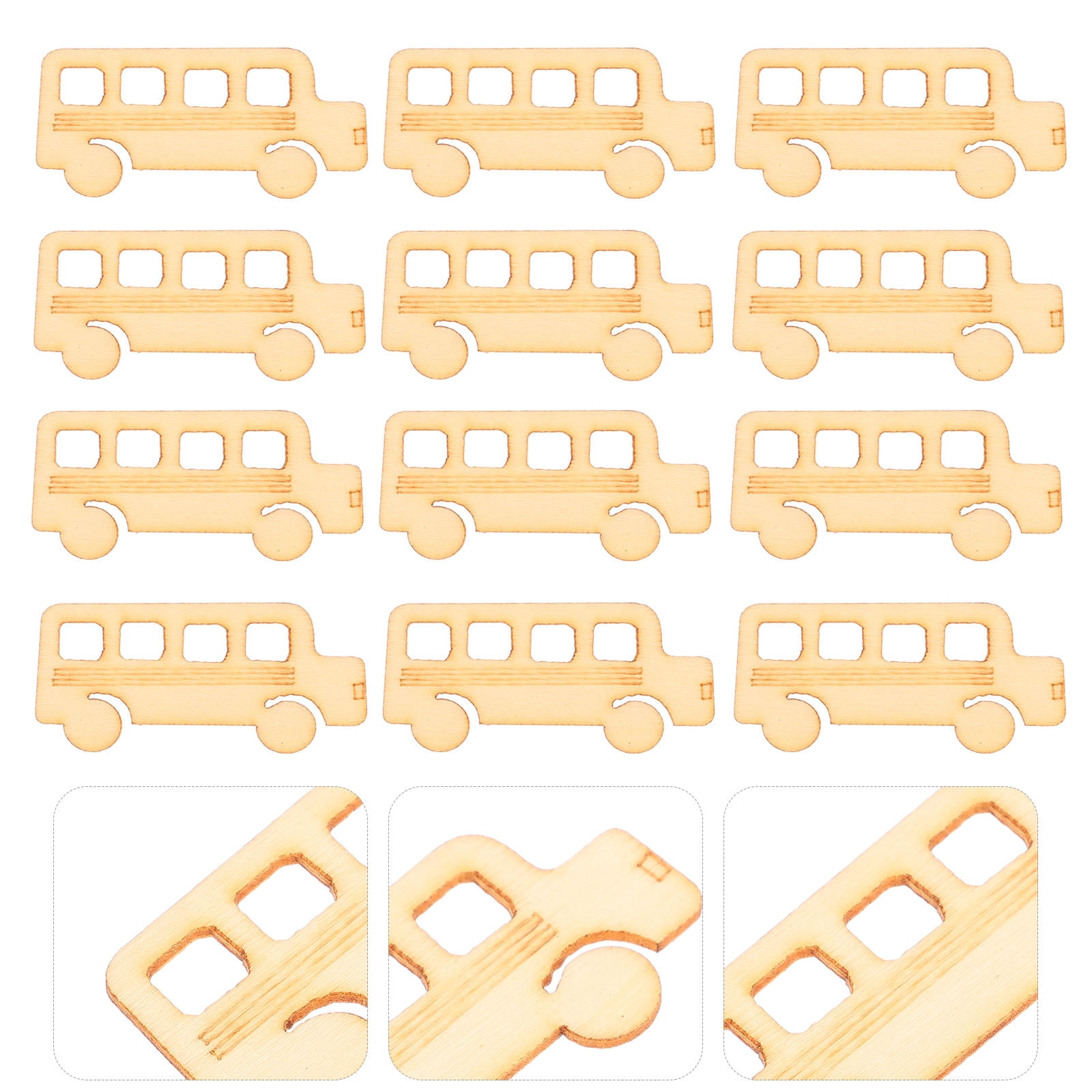 MLINS Educational Bus Shaped Wooden Pieces for DIY Crafts and ...