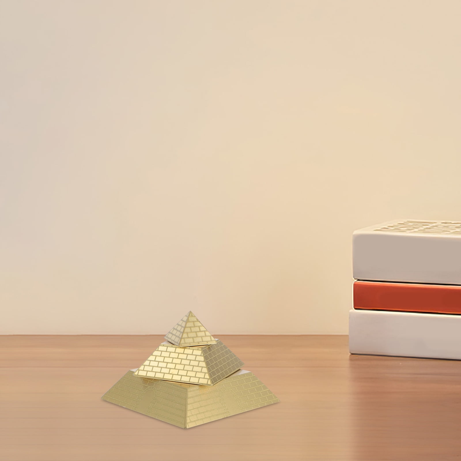 MLINS Egyptian Pyramid Statue Mini Brass Pyramid Figurine Sculpture ...