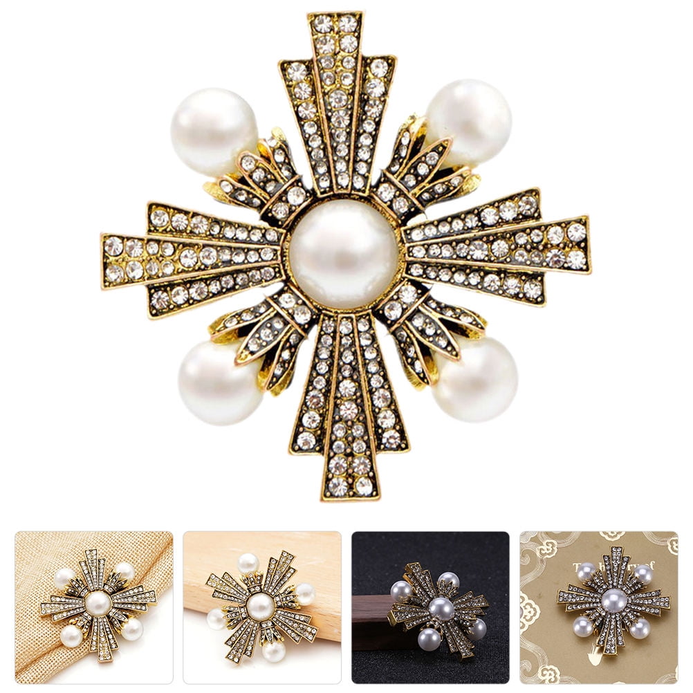 MLINS Elegant Cross Brooch Pin for Women with Multi Color Metal ...