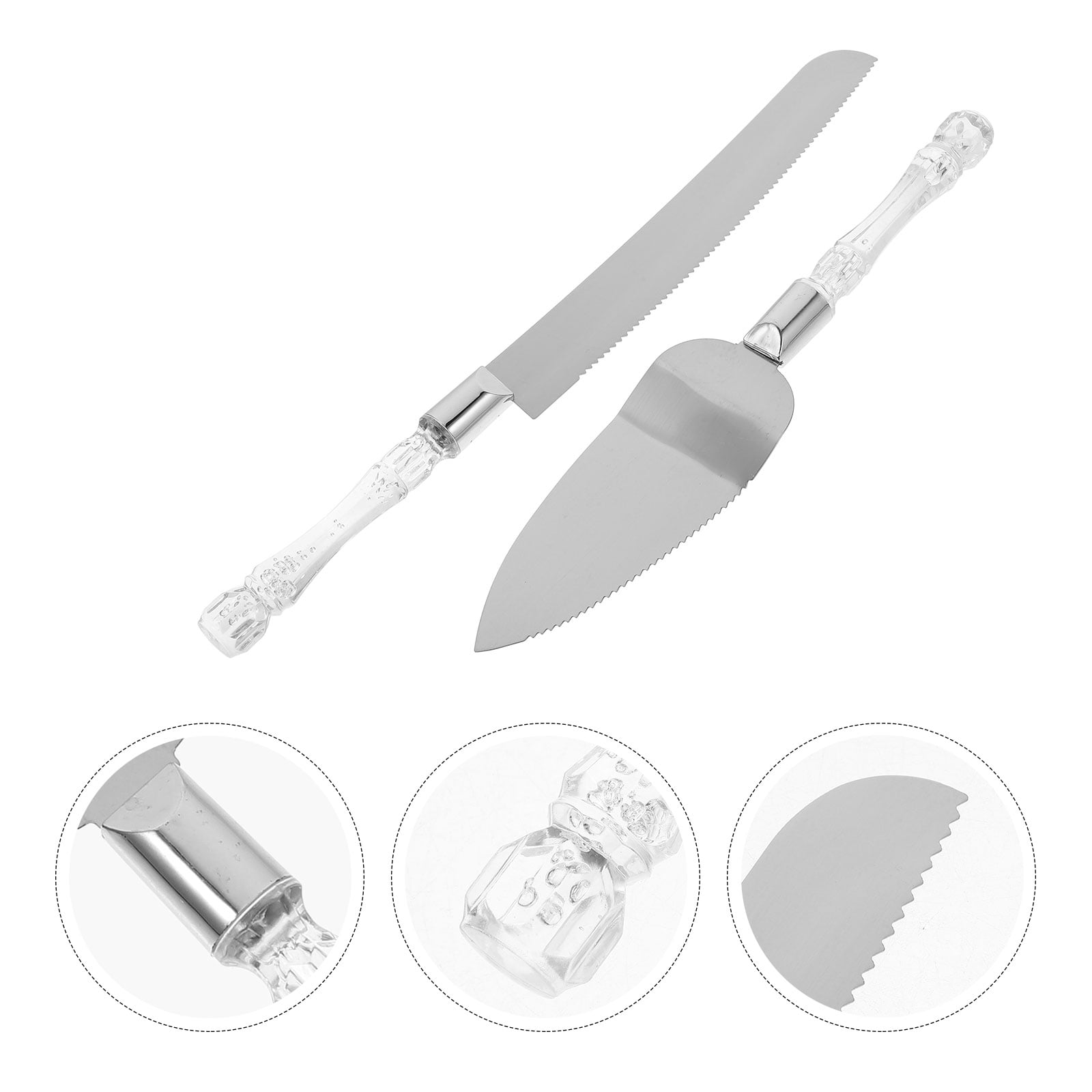 MLINS Elegant Crystal Handle Cake Knife and Server Set for Weddings ...