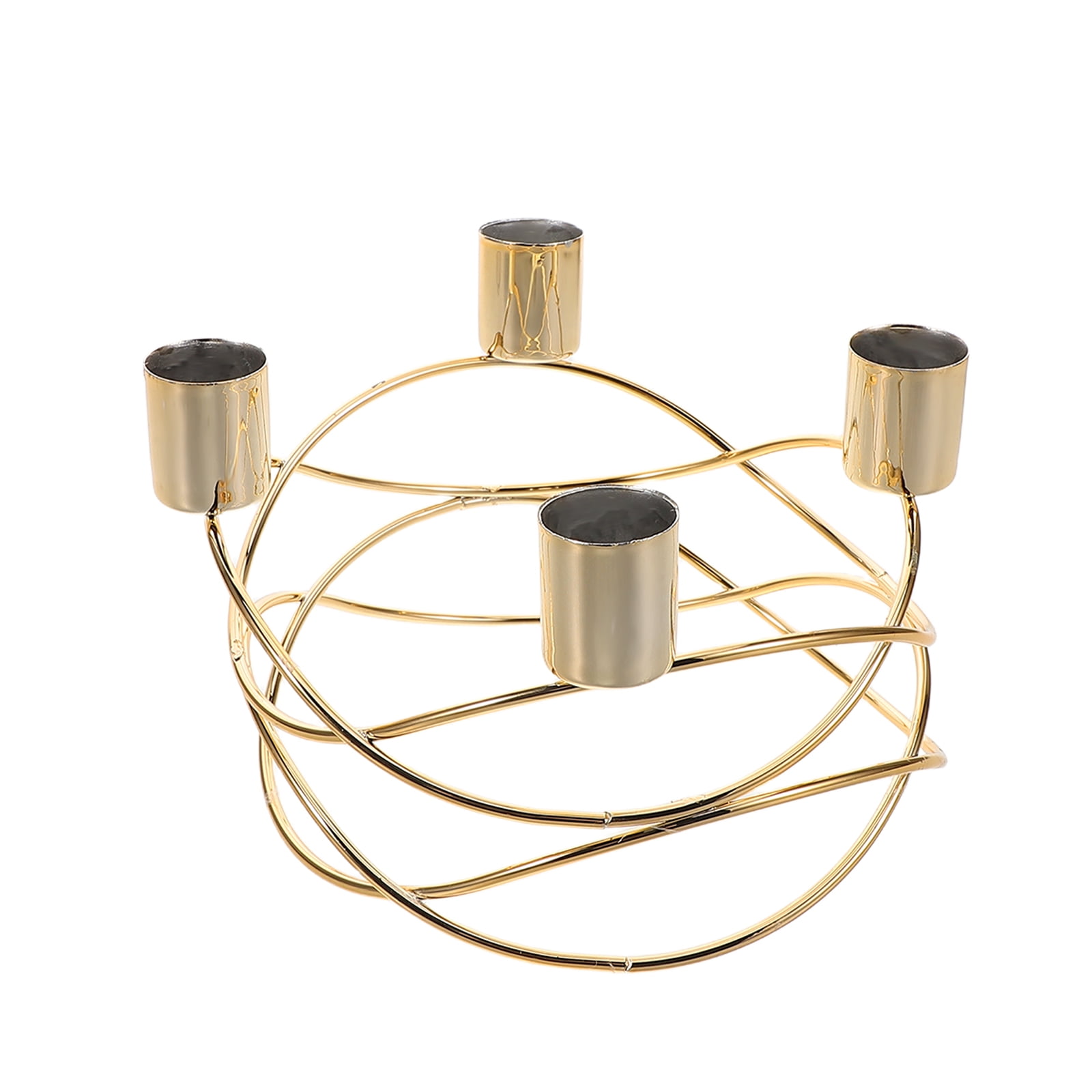 MLINS Elegant Gold Taper Candle Holder Metal Ring Candle Holder Iron Candle Stand For Wedding ...