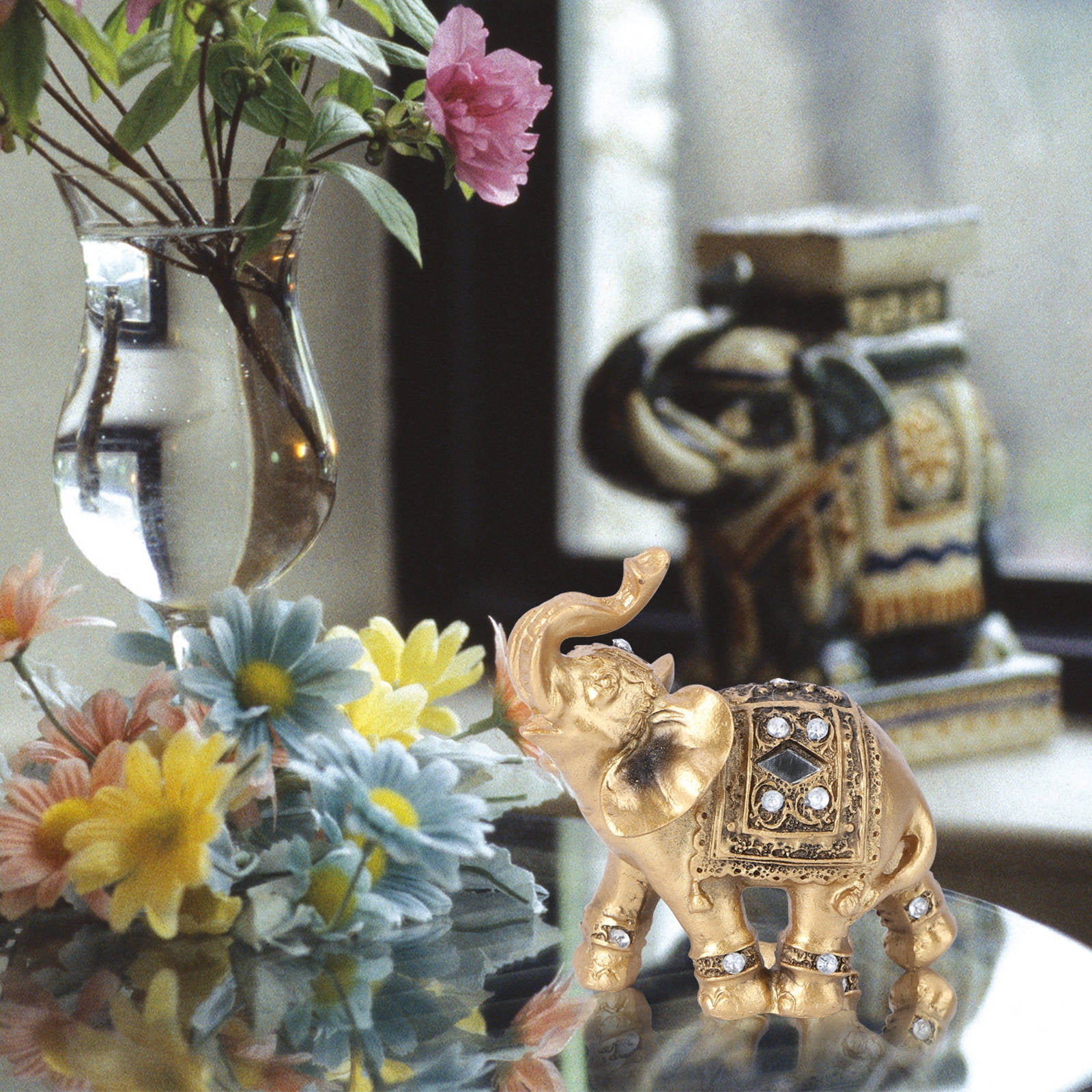 MLINS Elephants Elephant Ornaments Elephant Handicraft Office 9*9 Cm ...