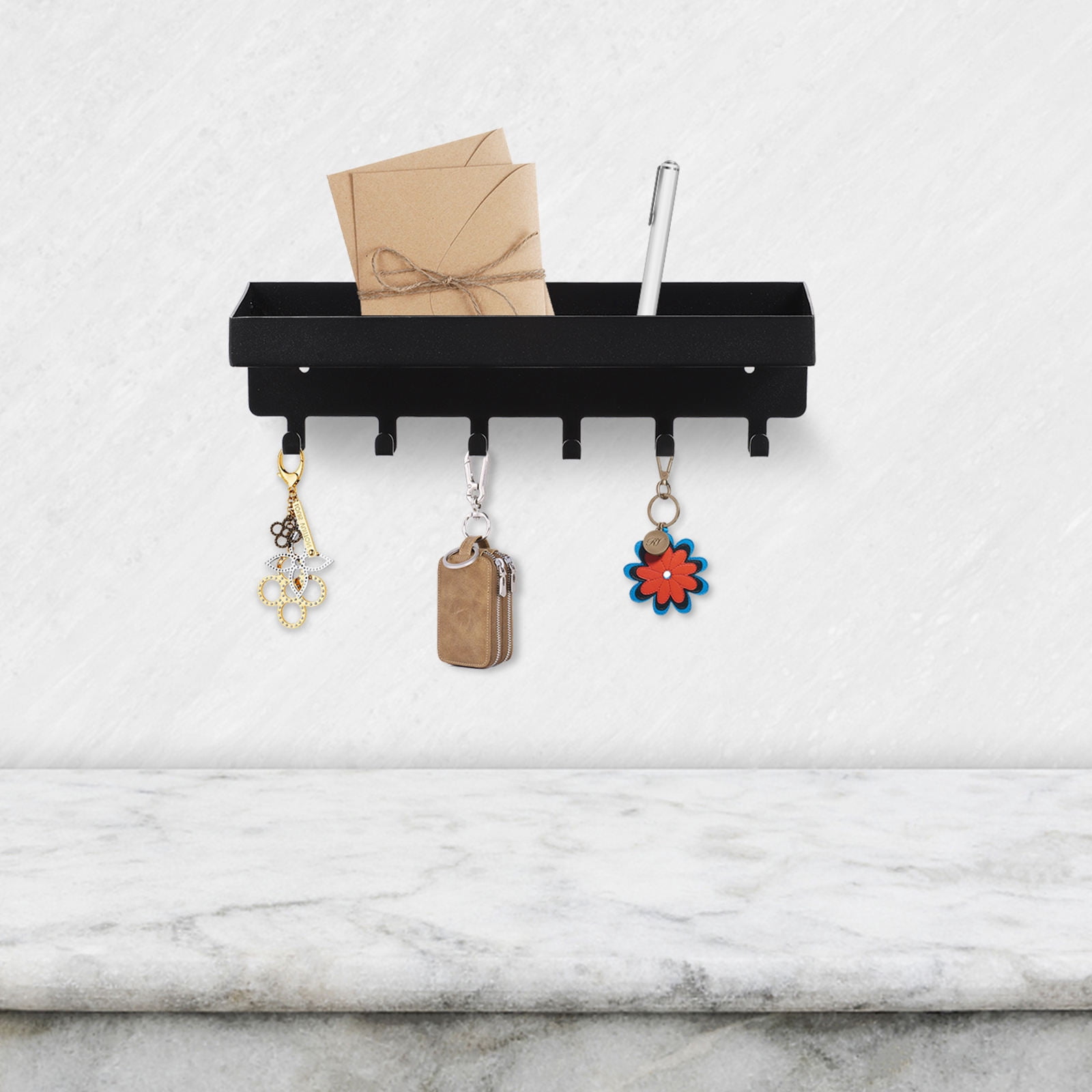 DINHEAROM Steel Key Hooks Key Hanger Entryway Key Storage Black Carbon ...