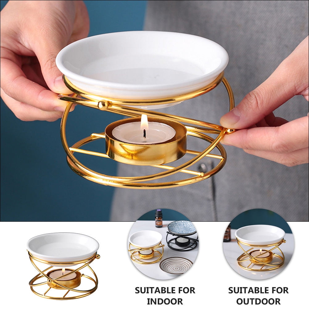 MLINS Essential Oil Lamp Stove Incense Burner Wax Diffuser Golden ...
