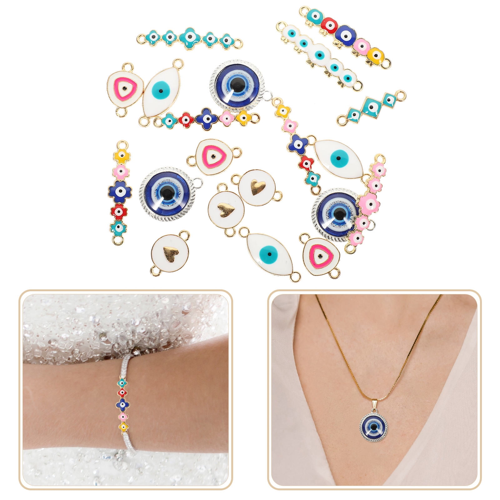 MLINS Evil Eyes Charms Pendant for DIY Necklace Earrings Craft Assorted Color Lightweight Alloy ...