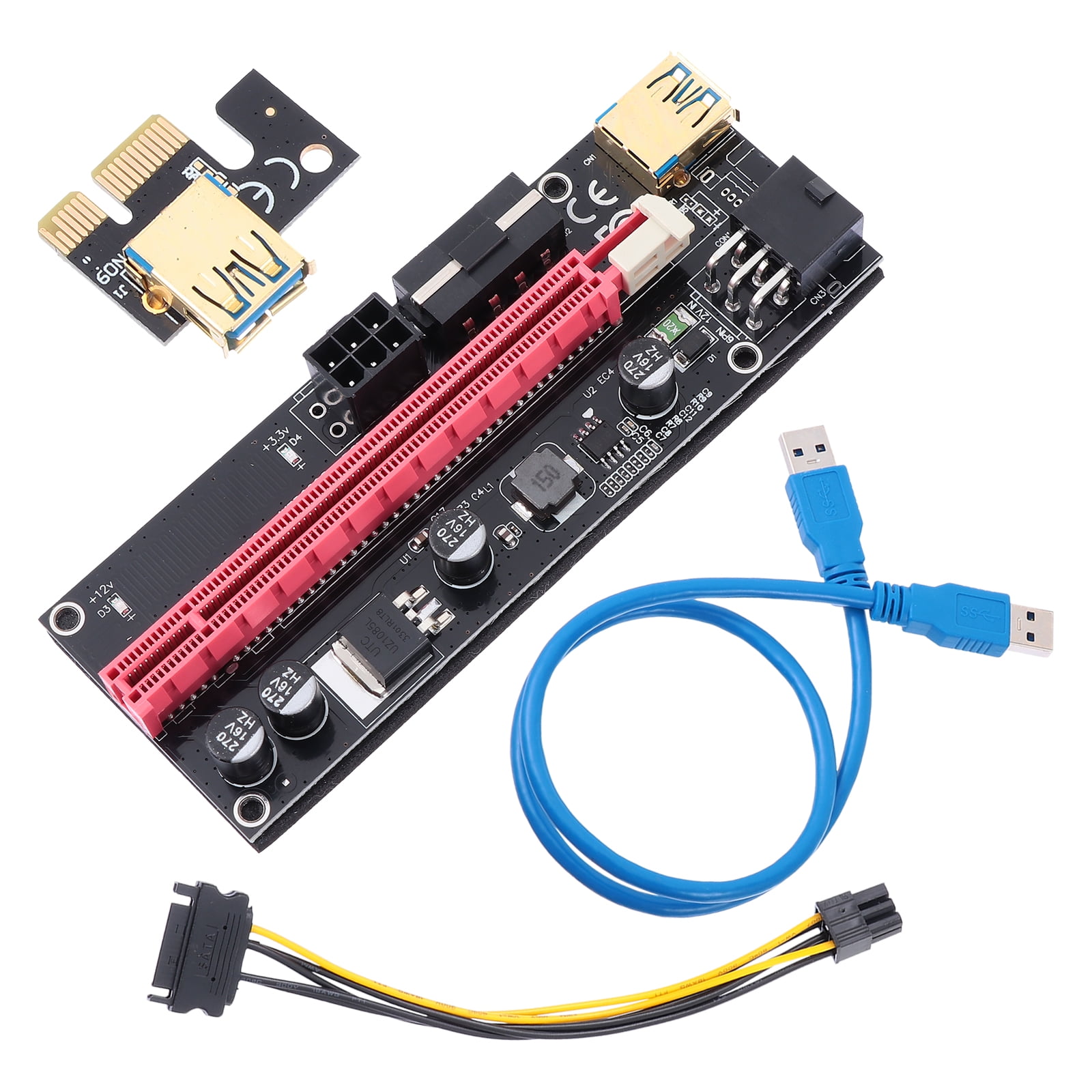 MLINS Extension Cord Adapter PCIE USB Data Cable 1x to 16x 6pin ...