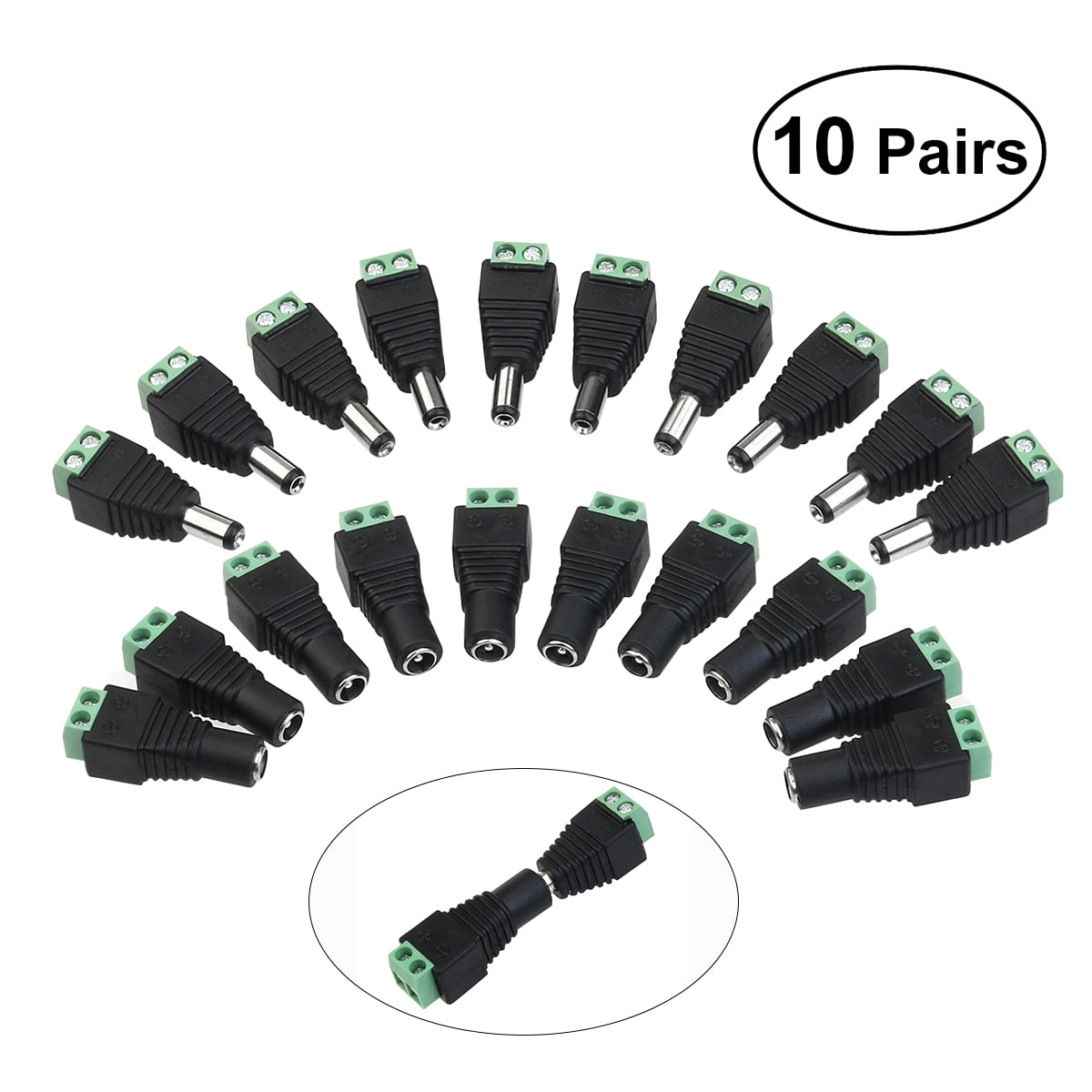 MLINS FOXNOVO 10 Pairs of 2.1*5.5mm Male and Female DC Power Plug Jack ...