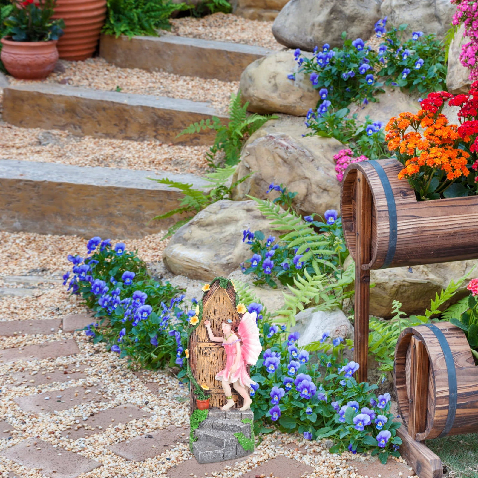 MLINS Fairy Door Statue Elf Resin Decoration for Garden Tree Stump ...