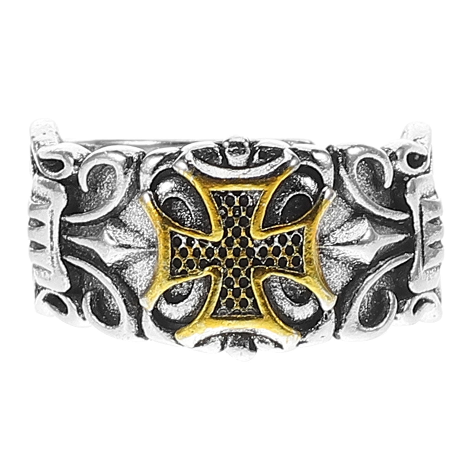 MLINS Fashionable Ring Finger Jewelry Open Ring Men'S Adjustable Cross ...