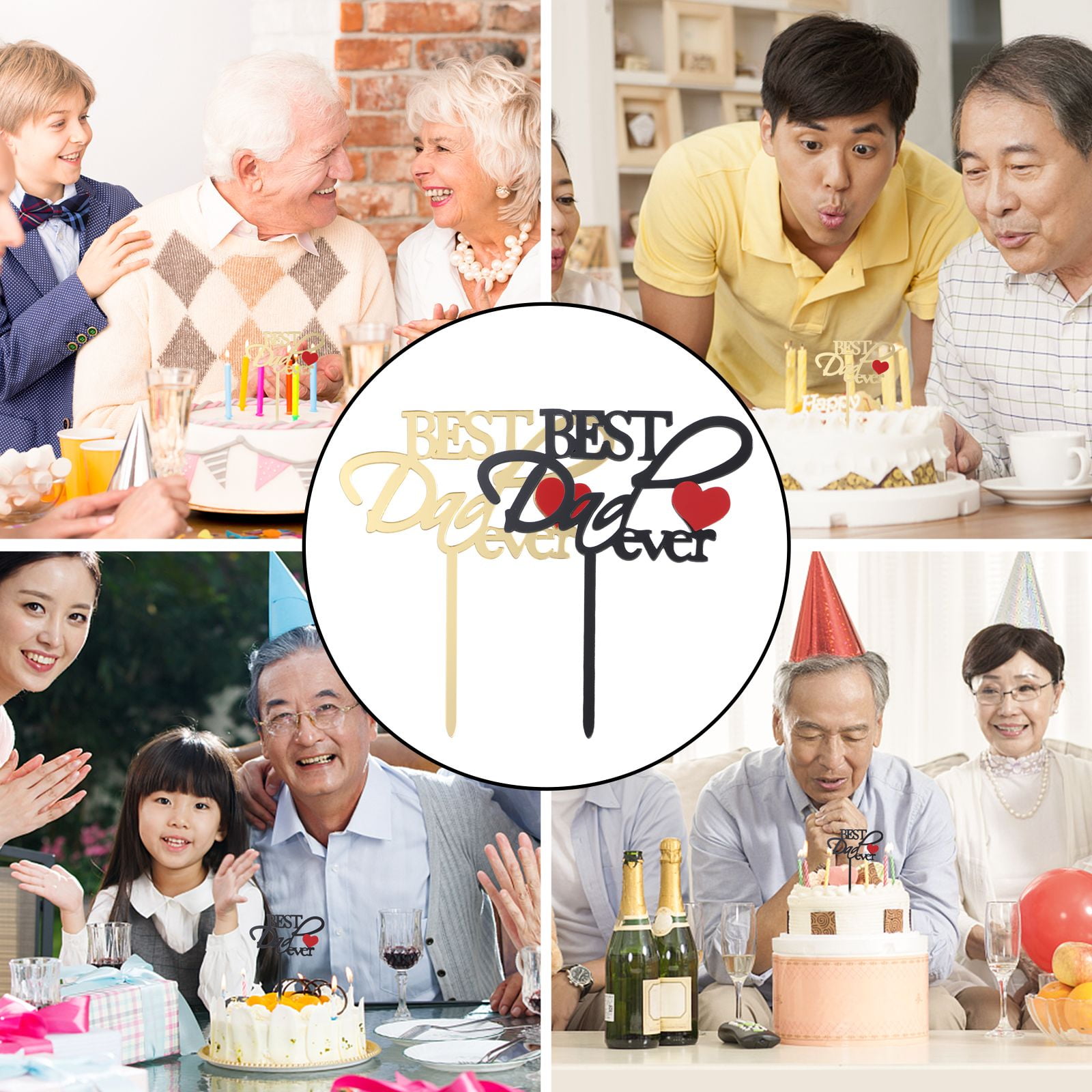 MLINS Father's Day Cake Toppers Acrylic Material Assorted Color for ...