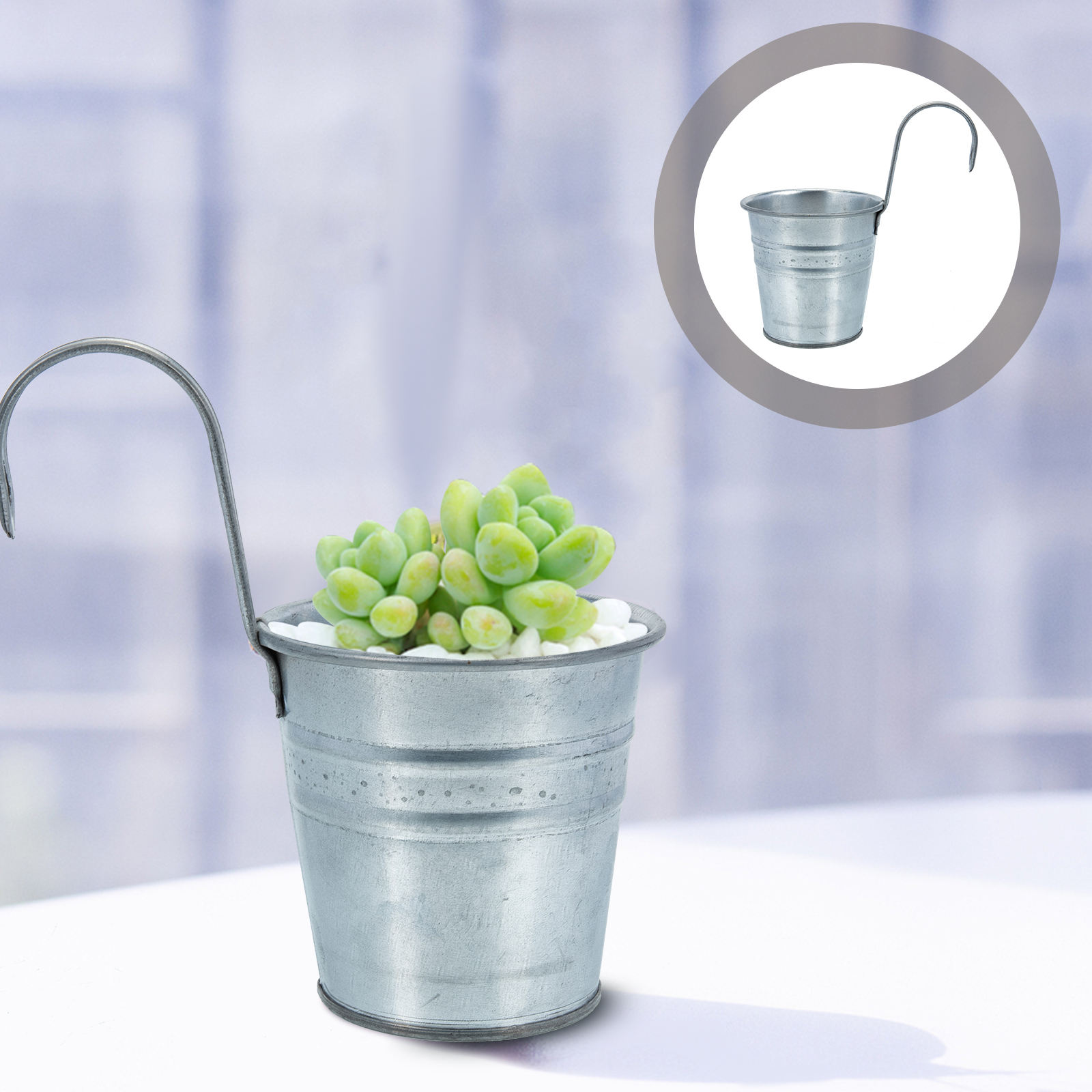 MLINS Fence Flower Pots Plant Hanger House Plants Bucket with Lid ...