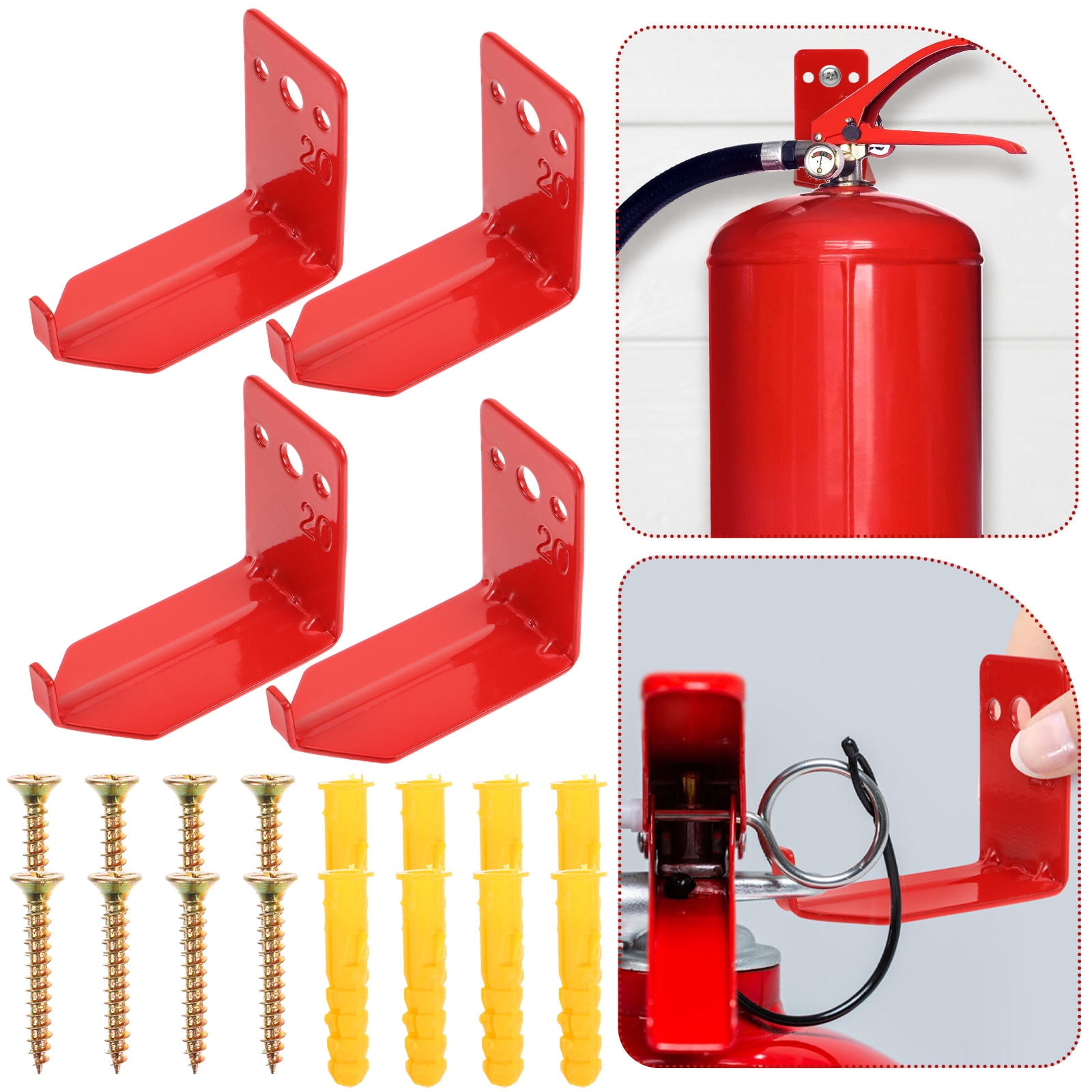 MLINS Fire Extinguisher Mount for Wall Easy Installation Metal Red ...