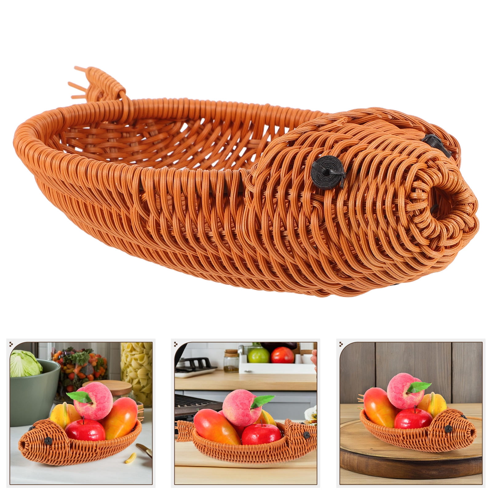 MLINS Fish Shaped Fruit Basket Creative Imitation Rattan Basket ...