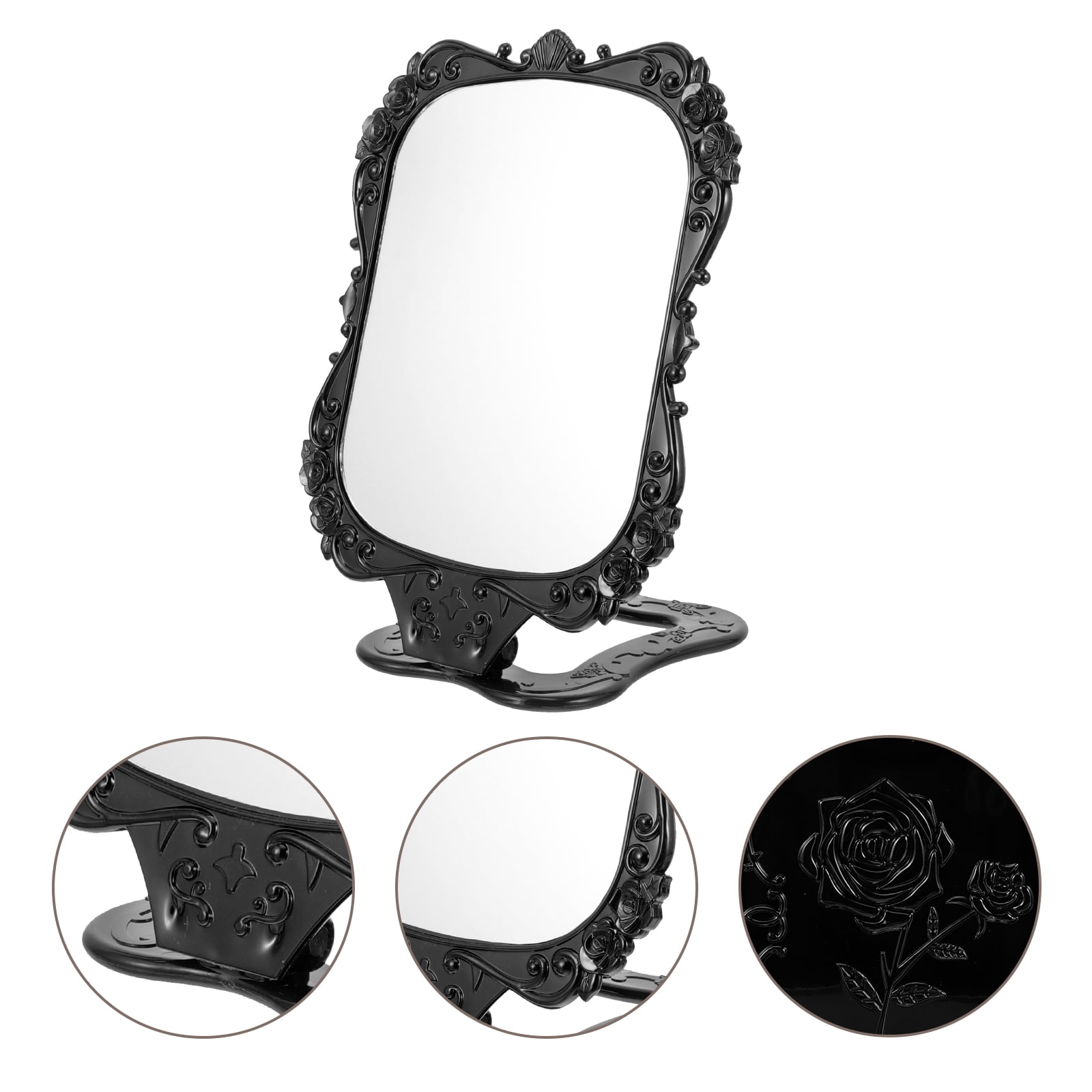 MLINS Fold Make up Mirror Table Top Makeup Vanity Mirrors Travel Black ...