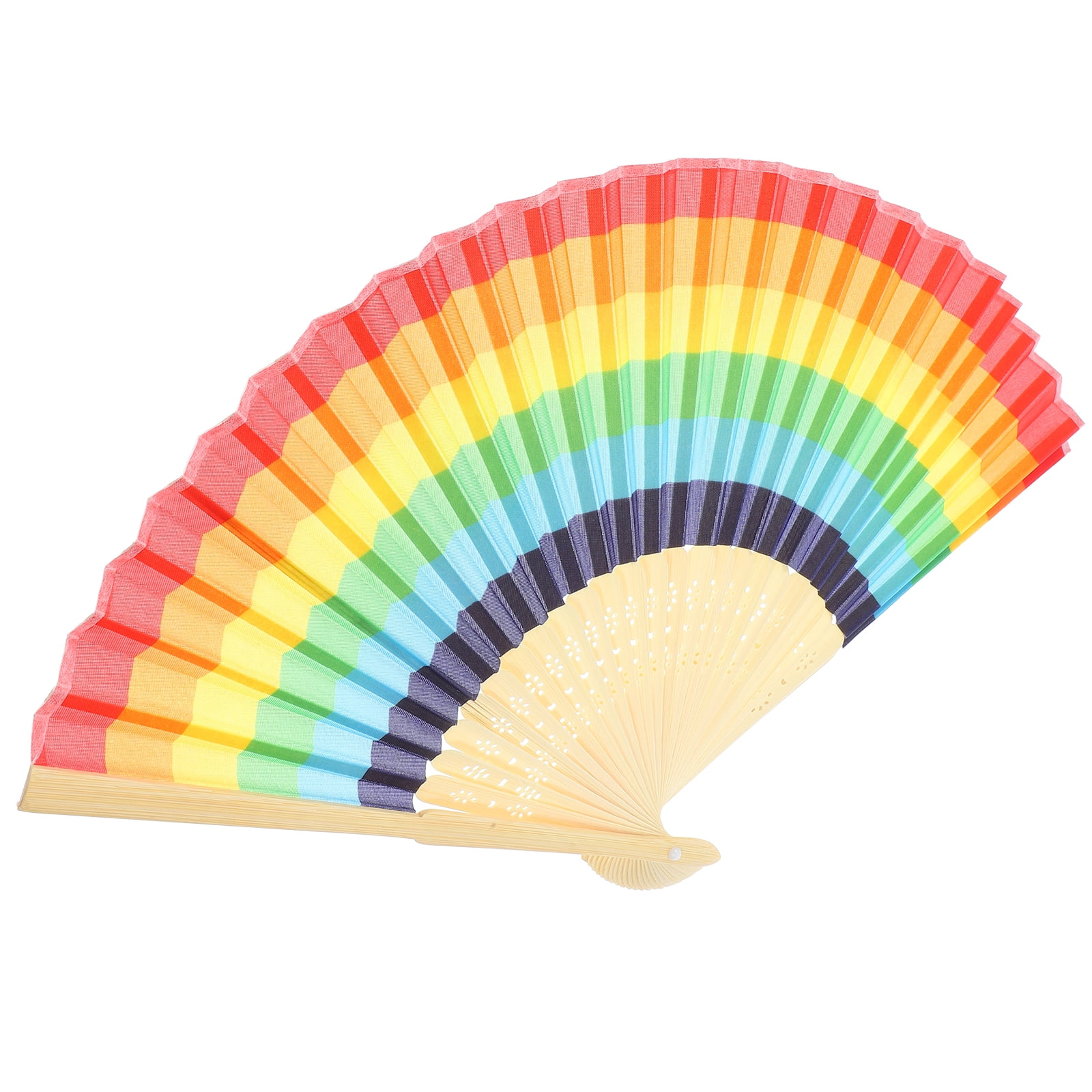MLINS Folding Hand Fan Rainbow Style Hand Festival Fan Bamboo Handheld ...