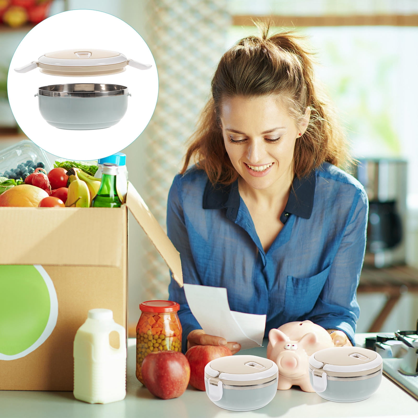 MLINS Food Containers Crisper Outdoor Food Container PP Food Container ...