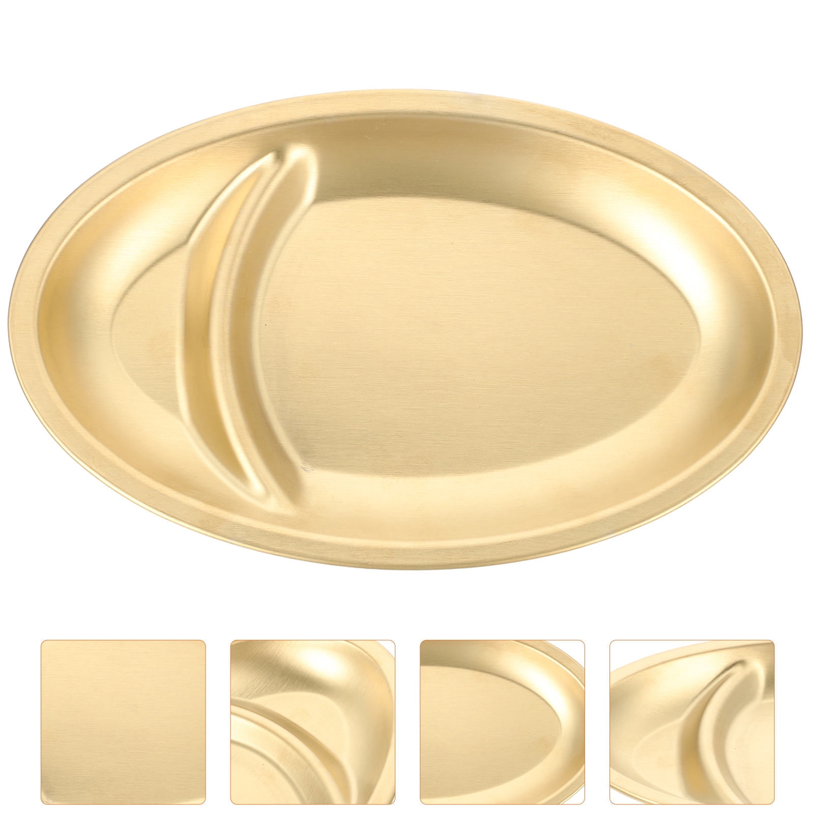 DINHEAROM Restaurant Food Plate Stainless Steel Golden 1Pack 8.25X5 ...