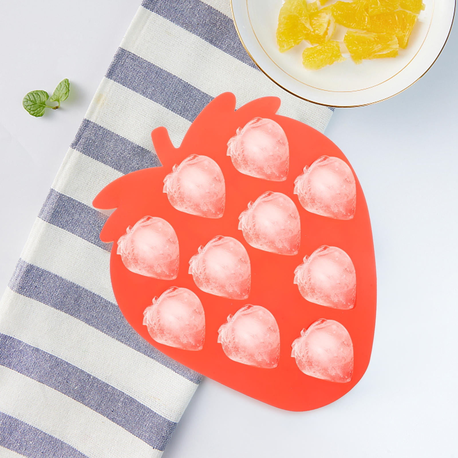 MLINS Fruit Strawberry Shape Ice Tray Mould Cube Freeze Mold Jelly ...