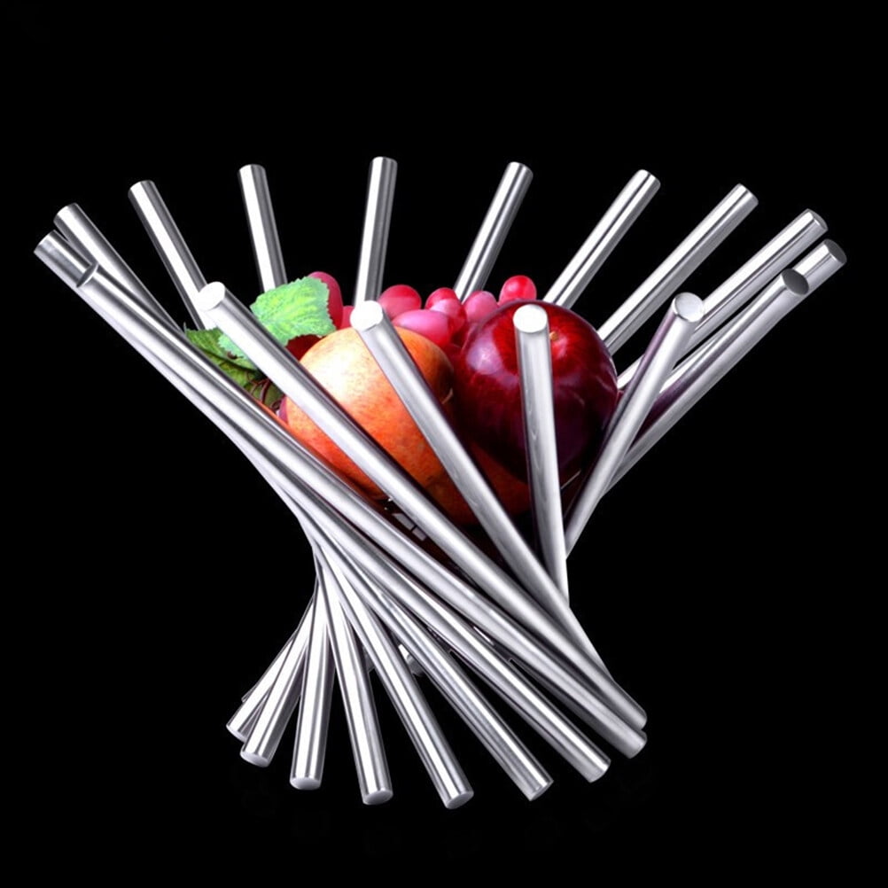 MLINS Fruits Basket Stainless Steel Plate Rotating Bowl Space-saving ...